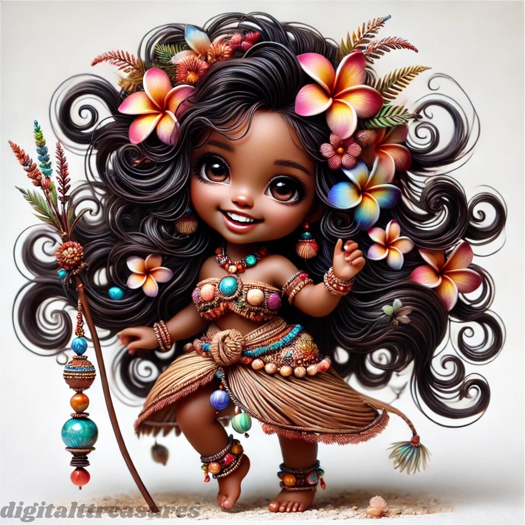 12 Chibi-style Tribal Girl Clipart - Whimsical JPG Images for ...