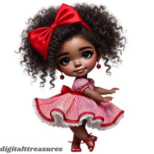 14 Whimsical Chibi Poses: Adorable Afro-american Girl Expressions in ...
