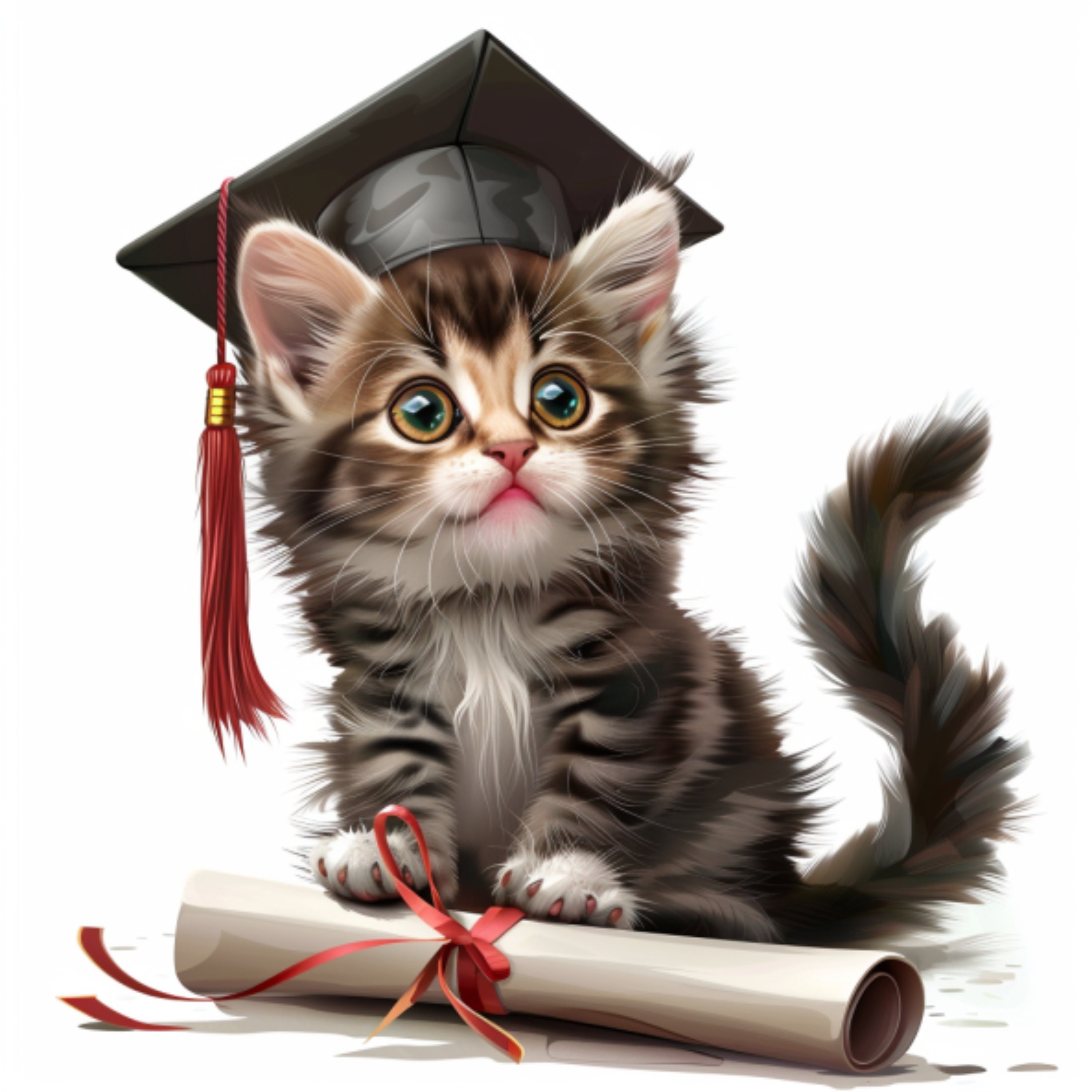 Tiny Graduates: 12 Cute Kittens With Graduation Caps Clipart Bundle ...