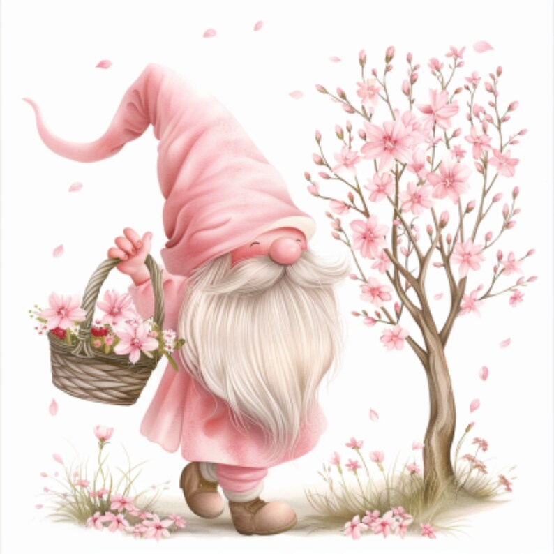 14 Coquette Blossom Gnomes Clipart Cute Floral Gnome JPG Collection ...