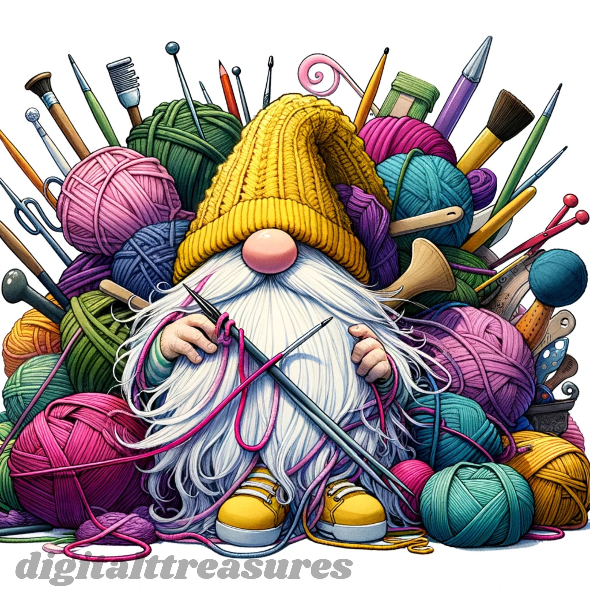 Crafting Gnomes Clipart Bundle: 12 Watercolor Jpgs of Sewing, Knitting ...