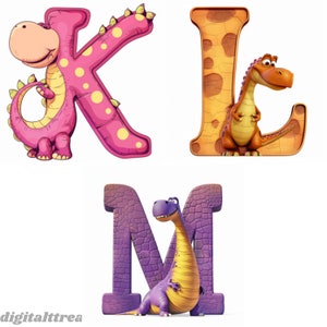 Prehistoric Letters: 26 Dinosaur Alphabets JPG Bundle - Instant ...
