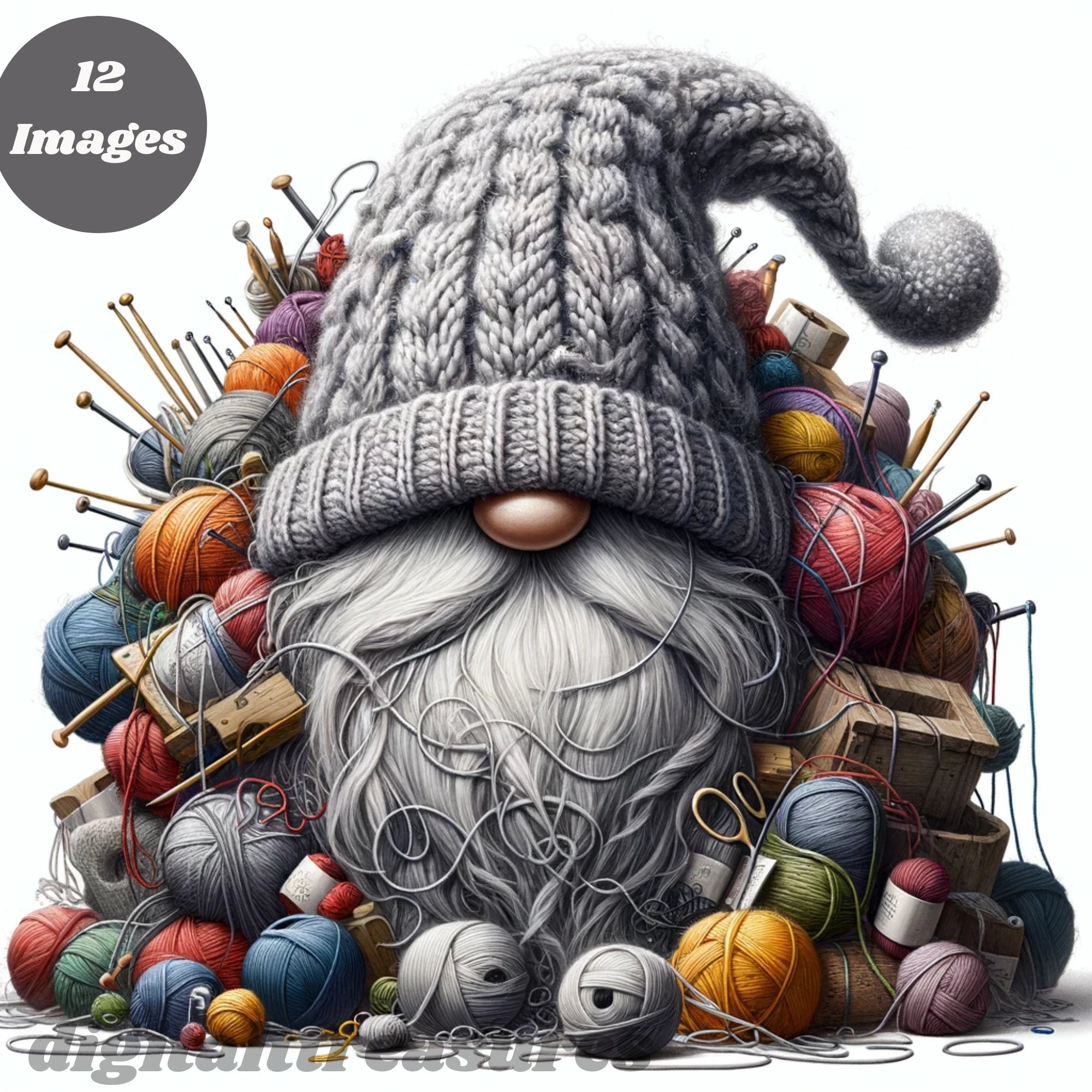 Crafting Gnomes Clipart Bundle: 12 Watercolor Jpgs of Sewing, Knitting ...