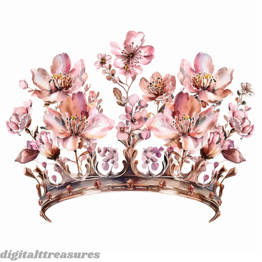 Pink Princess Floral Crown & Scepter PNG Bundle - Digital Crafts With ...