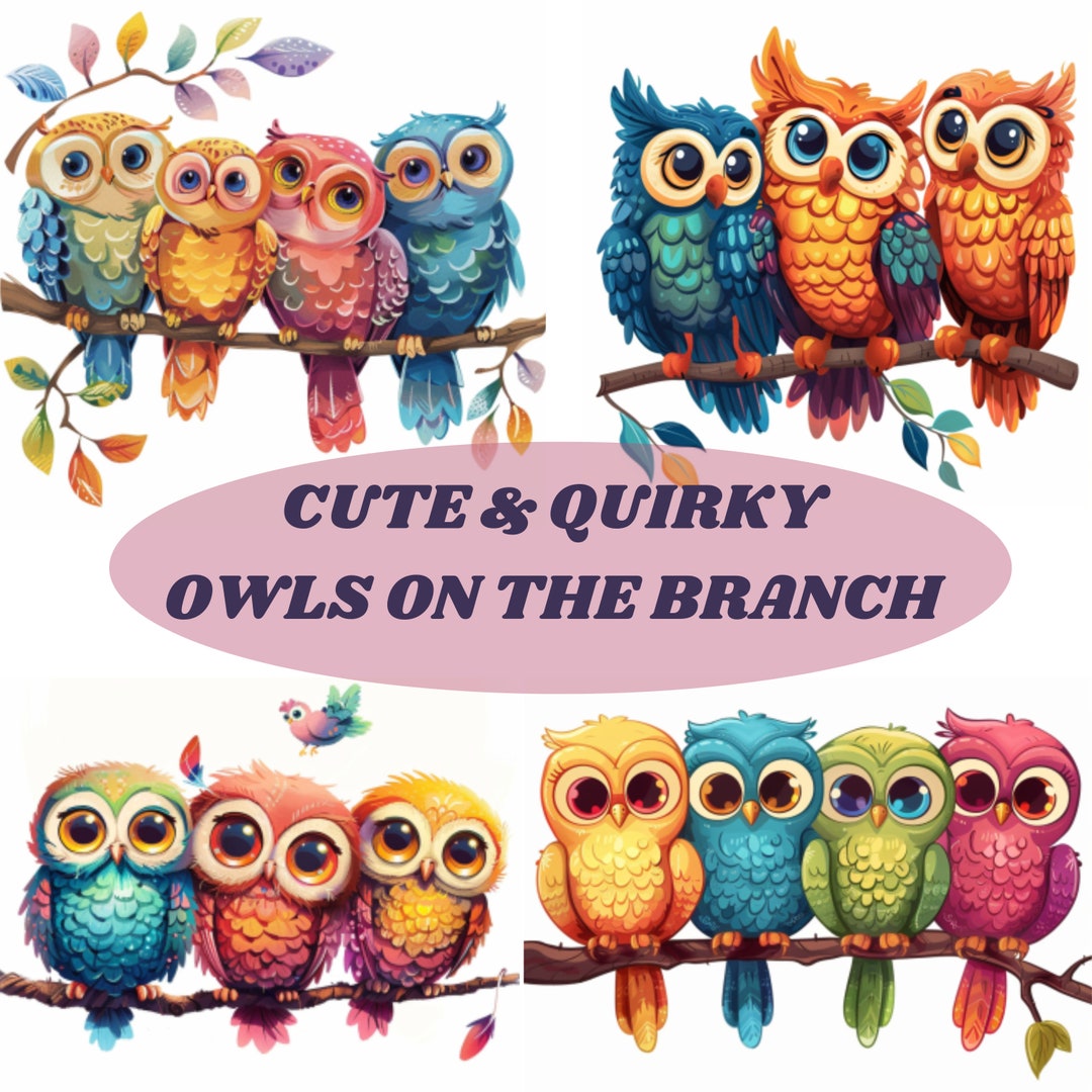 Feathered Fun: 16 Whimsical Owl Clipart - Quirky Birds & Owl Family on ...