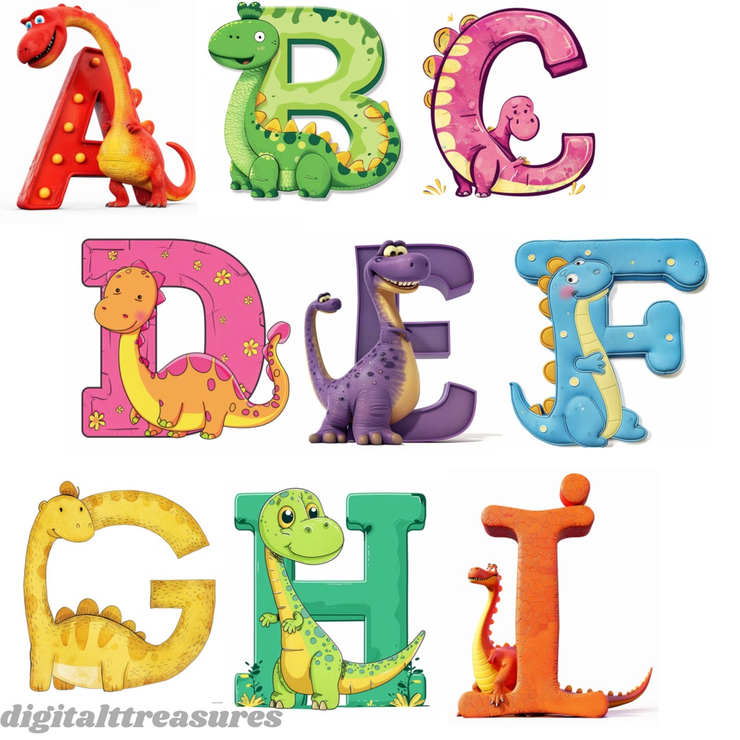 Prehistoric Letters: 26 Dinosaur Alphabets JPG Bundle - Instant ...