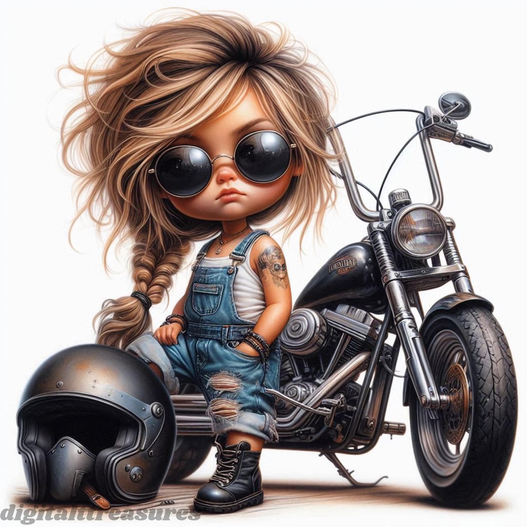 Chibi Biker Girl Clipart: Hiphop Motorcycle Character (JPG) - Etsy