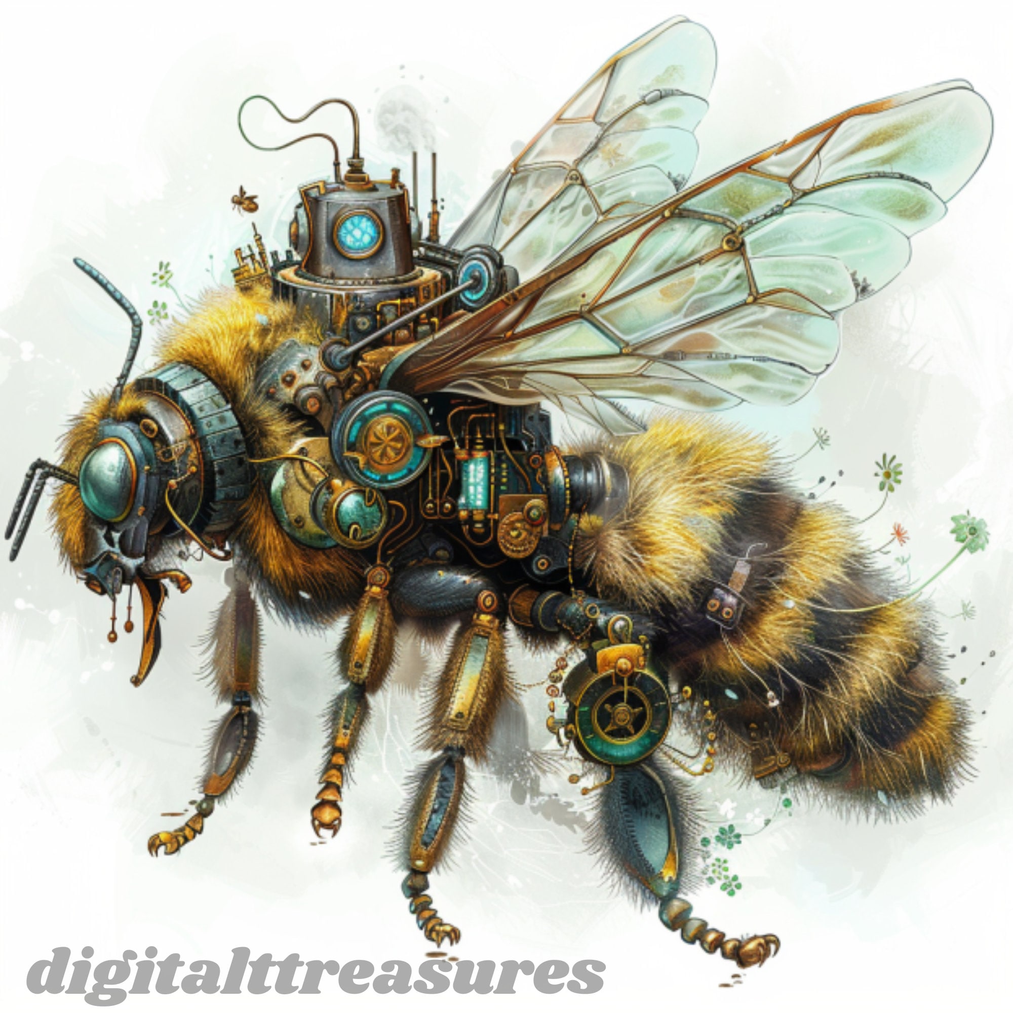 Steampunk Bee Clipart Bundle JPG Format Fantasy Insect Designs for ...