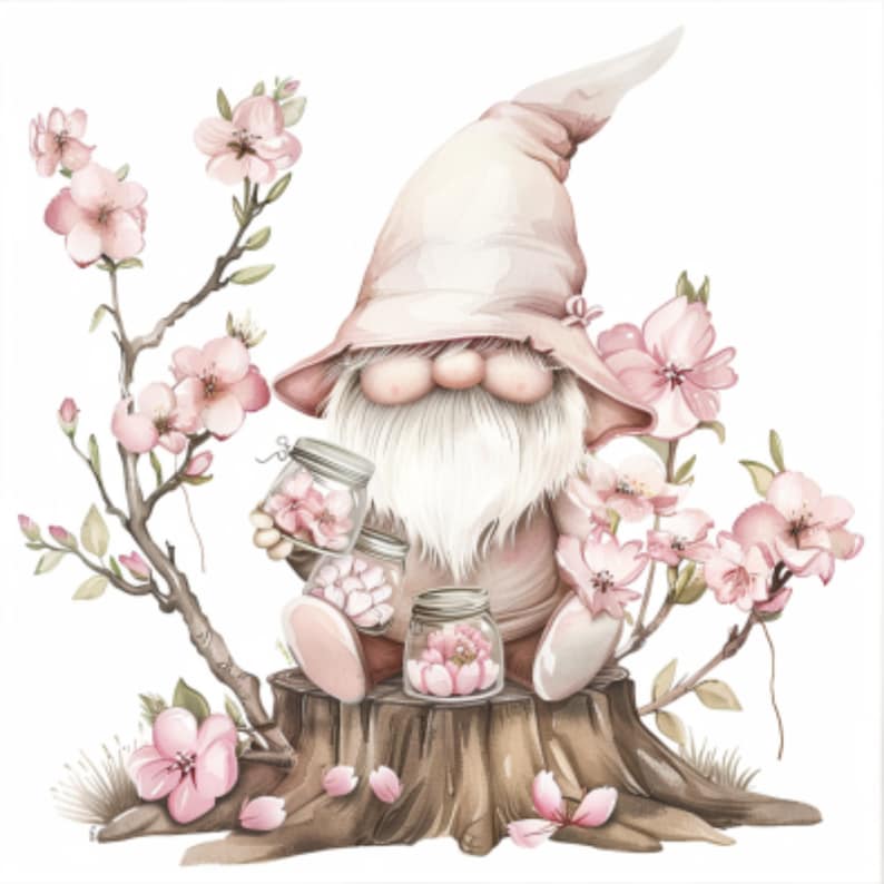 14 Coquette Blossom Gnomes Clipart Cute Floral Gnome JPG Collection ...