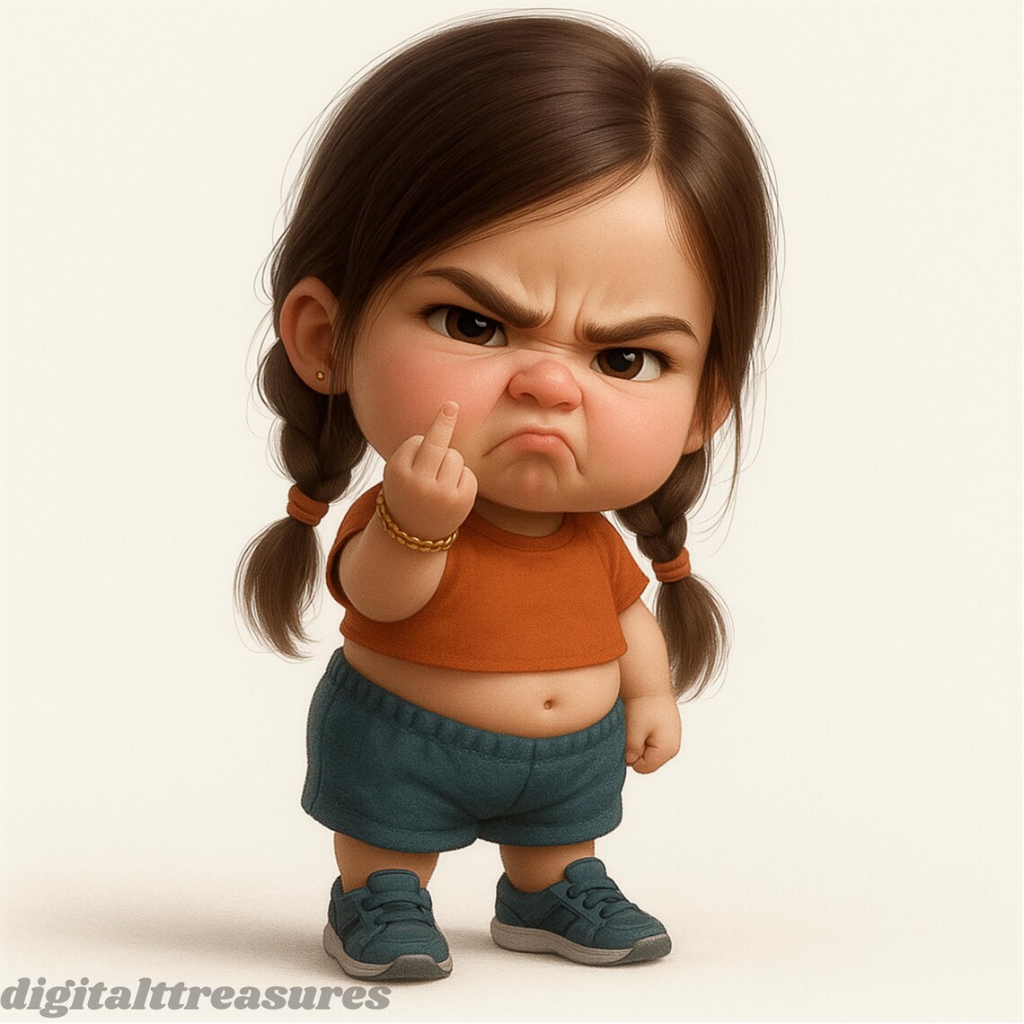 Angry Chibi Toddler Girl Clipart: Funny Baby Doll Illustrations (12 ...