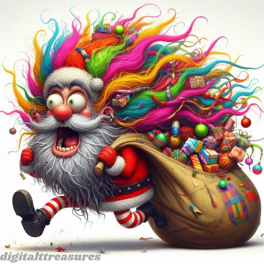 Quirky Santa -12 High Res Jpgs | Whimsical Fantasy Clipart for Junk ...