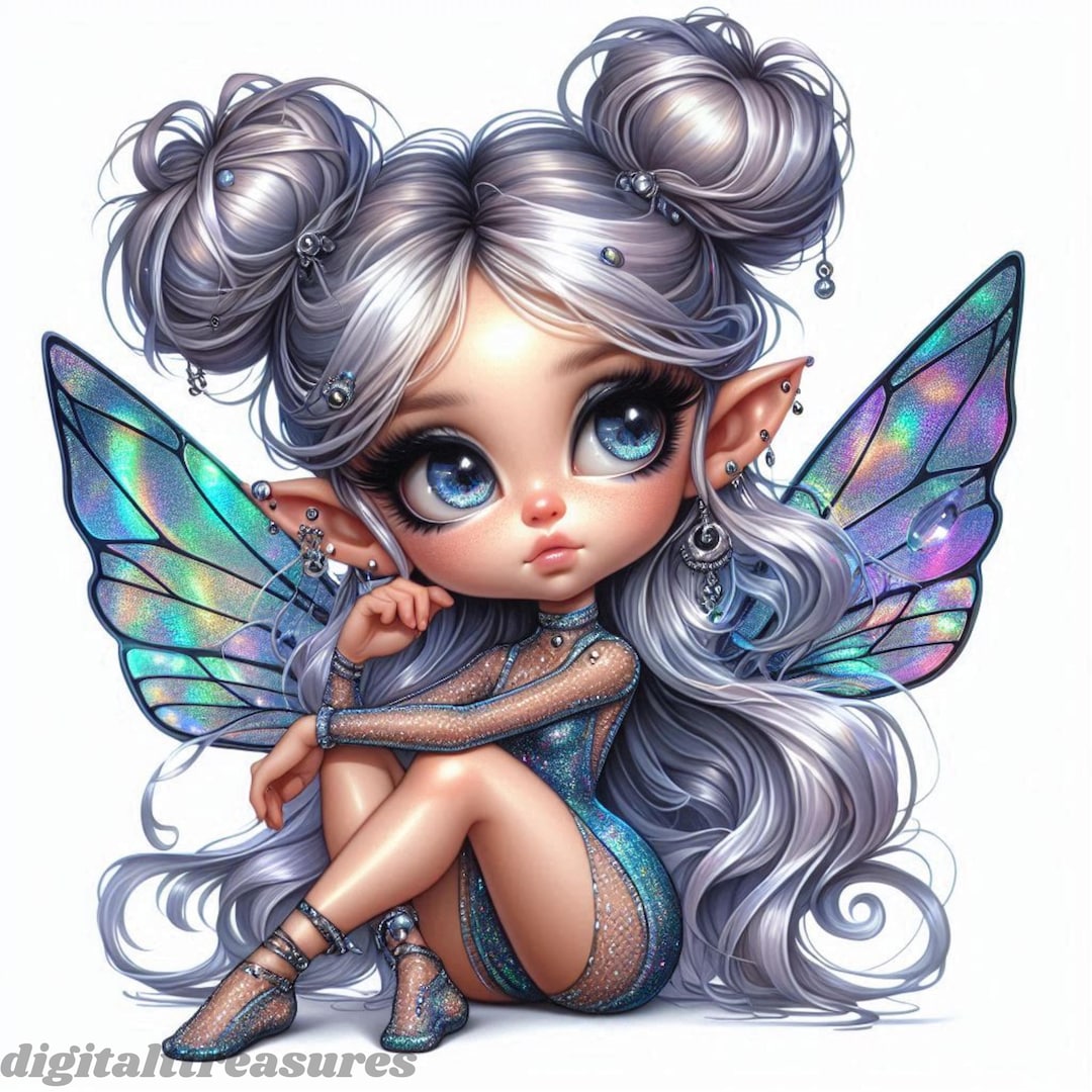 Whimsical Chibi-style Fairy Clipart Bundle | 12 JPG Images on White ...