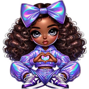 15 Afro-american Chibi Girl in Shiny Tracksuits Clipart Bundle - Etsy