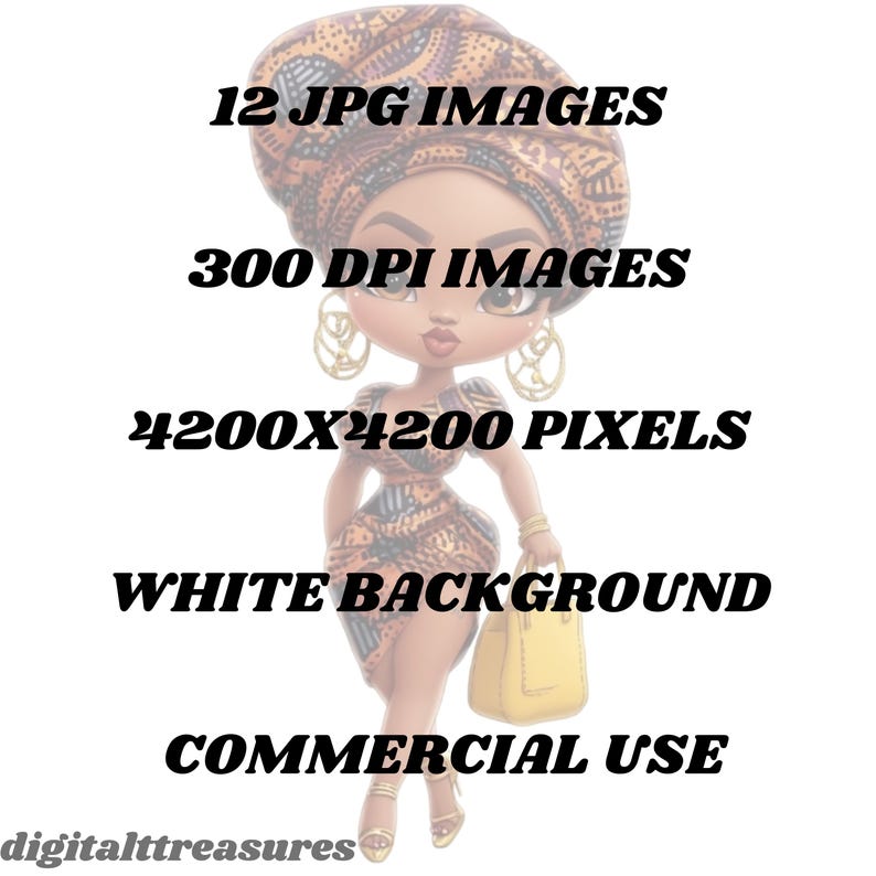 12 Stylish Afro-american Chibi Woman - Fashionable Turban Headwrap ...
