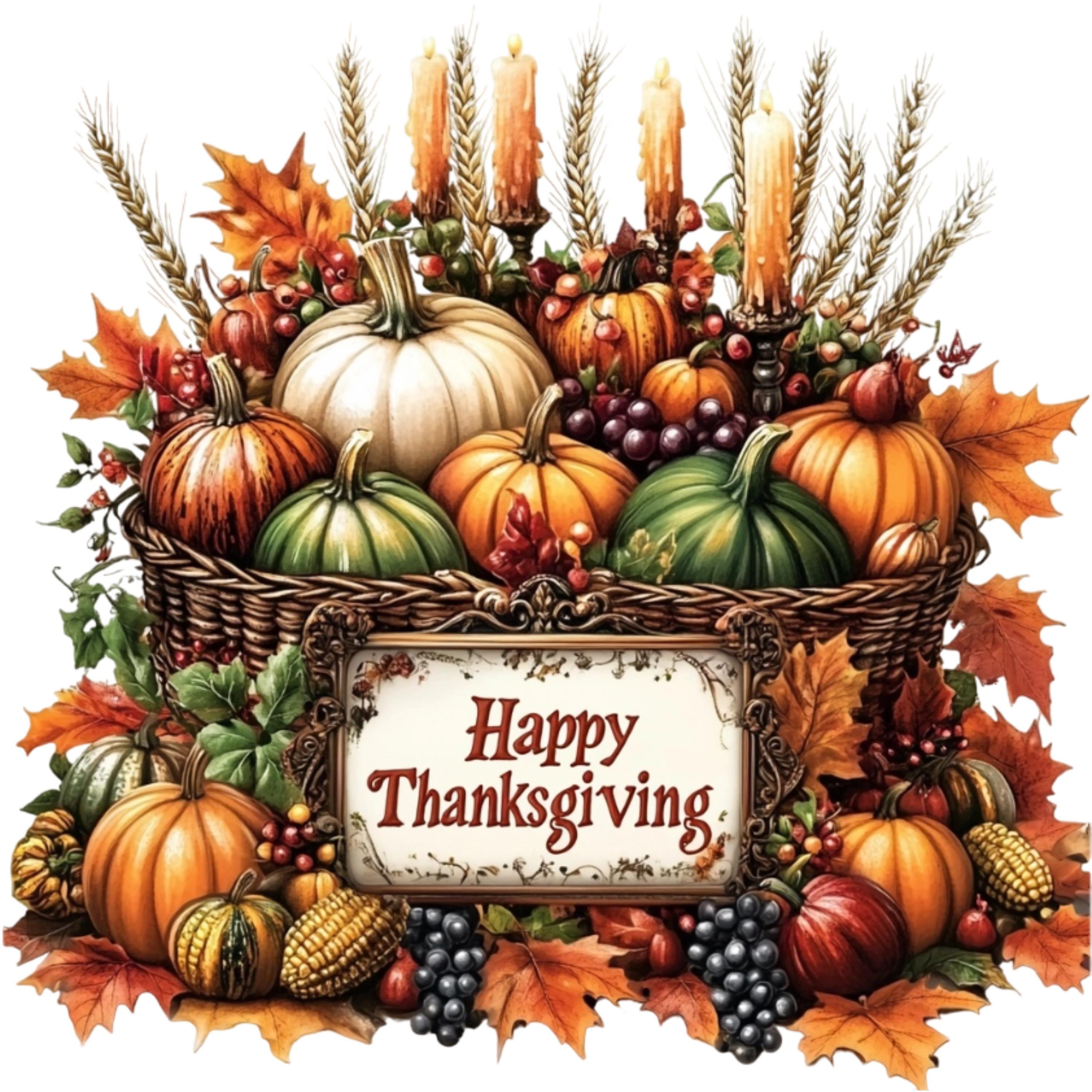 14 Thanksgiving Clipart Bundle: Watercolor Autumn Harvest With Pumpkins ...