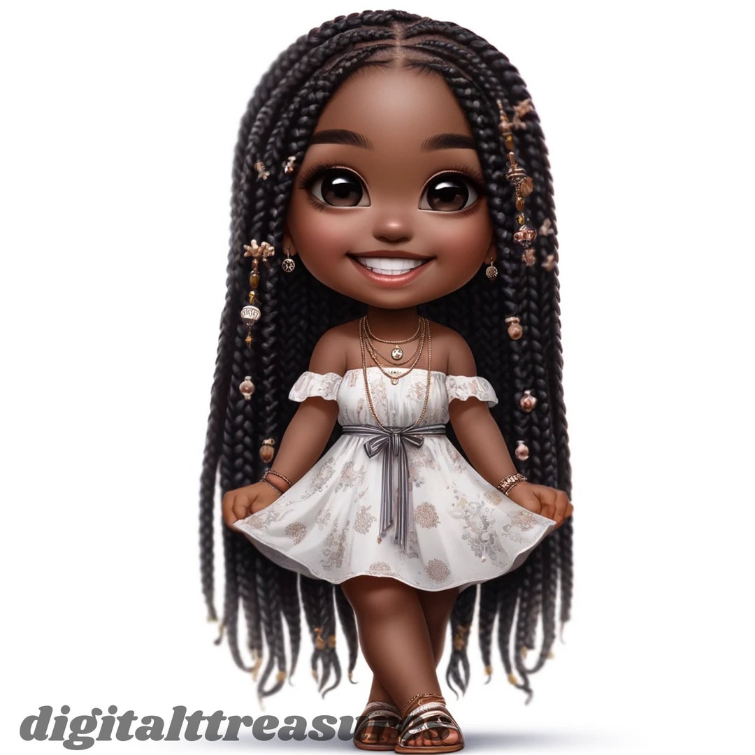 Chibi Afro American Girl With Braids: DALL-E 3 Prompts & Images - Etsy