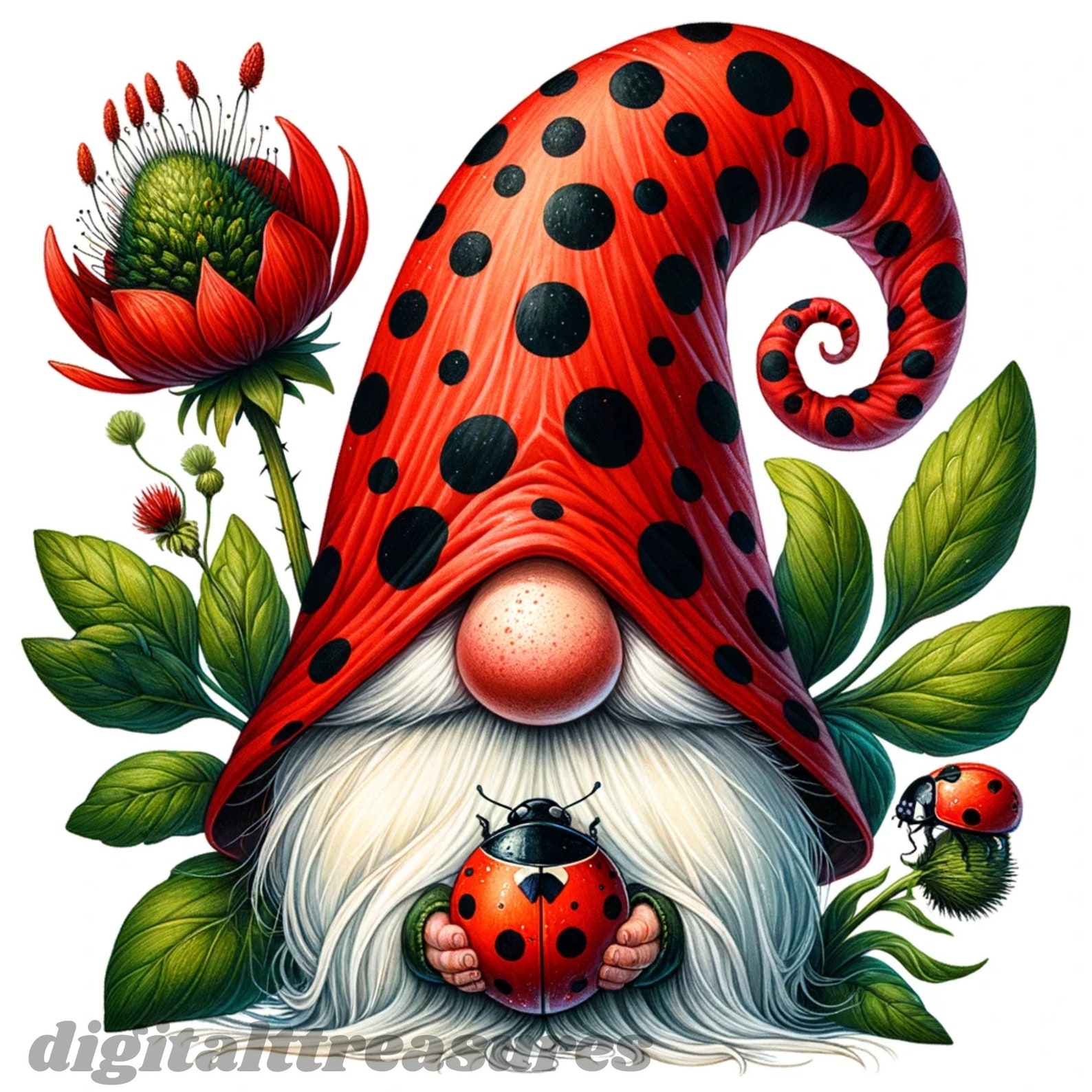 30 Chatgpt & DALL-E 3 Prompts for Ladybug Gnome Gnome Clipart, Spring ...
