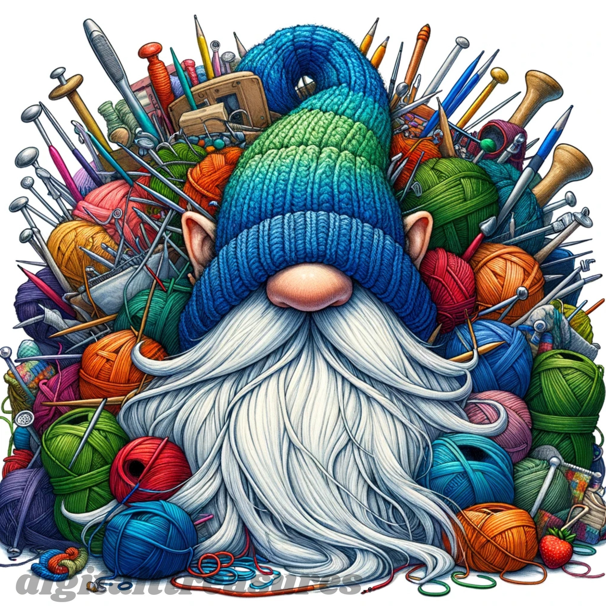 Crafting Gnomes Clipart Bundle: 12 Watercolor Jpgs of Sewing, Knitting ...