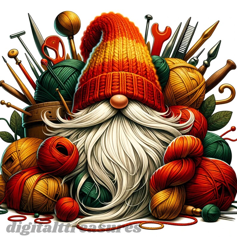 Crafting Gnomes Clipart Bundle: 12 Watercolor Jpgs of Sewing, Knitting ...