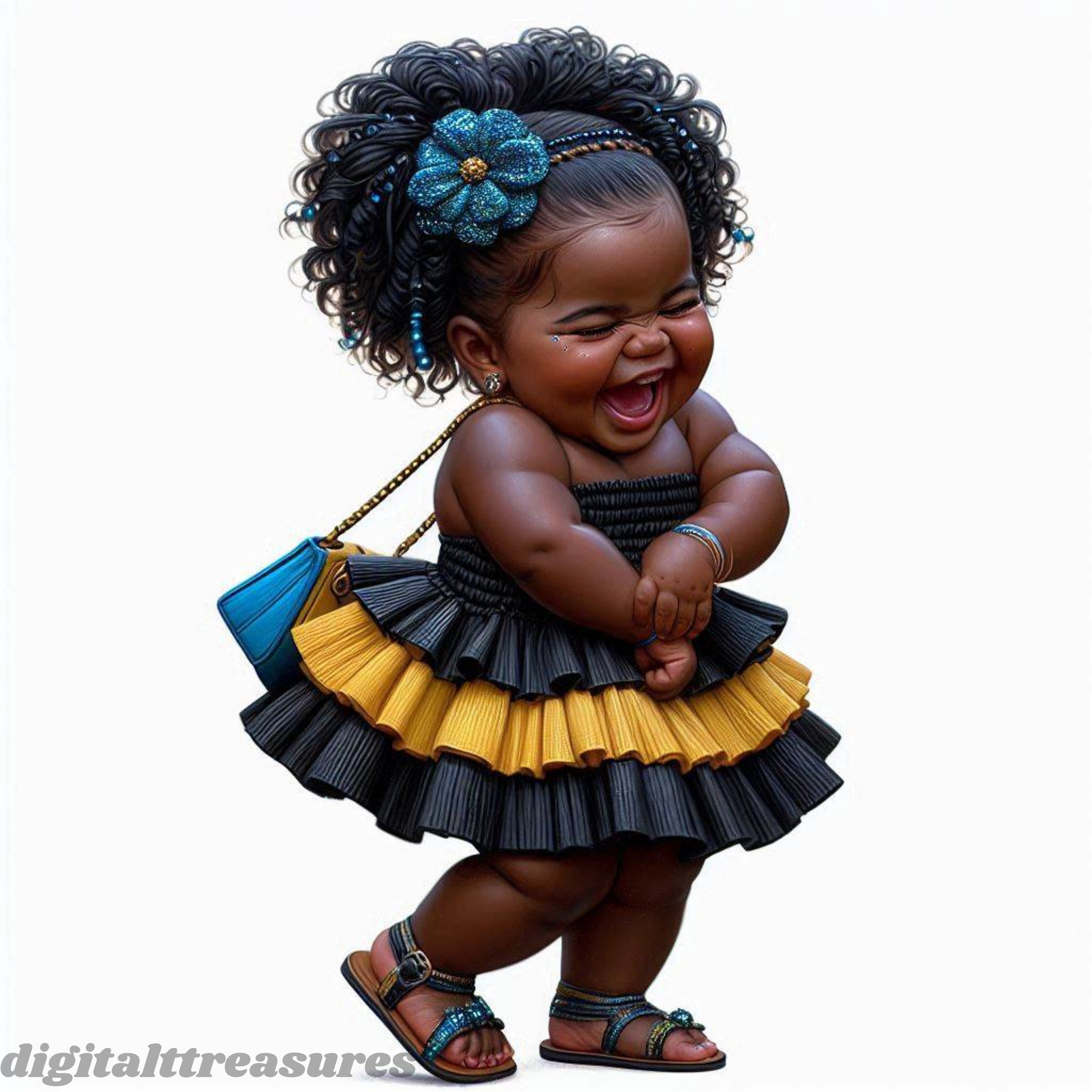 Chibi African American Baby Clipart Bundle White Background JPG Digital ...