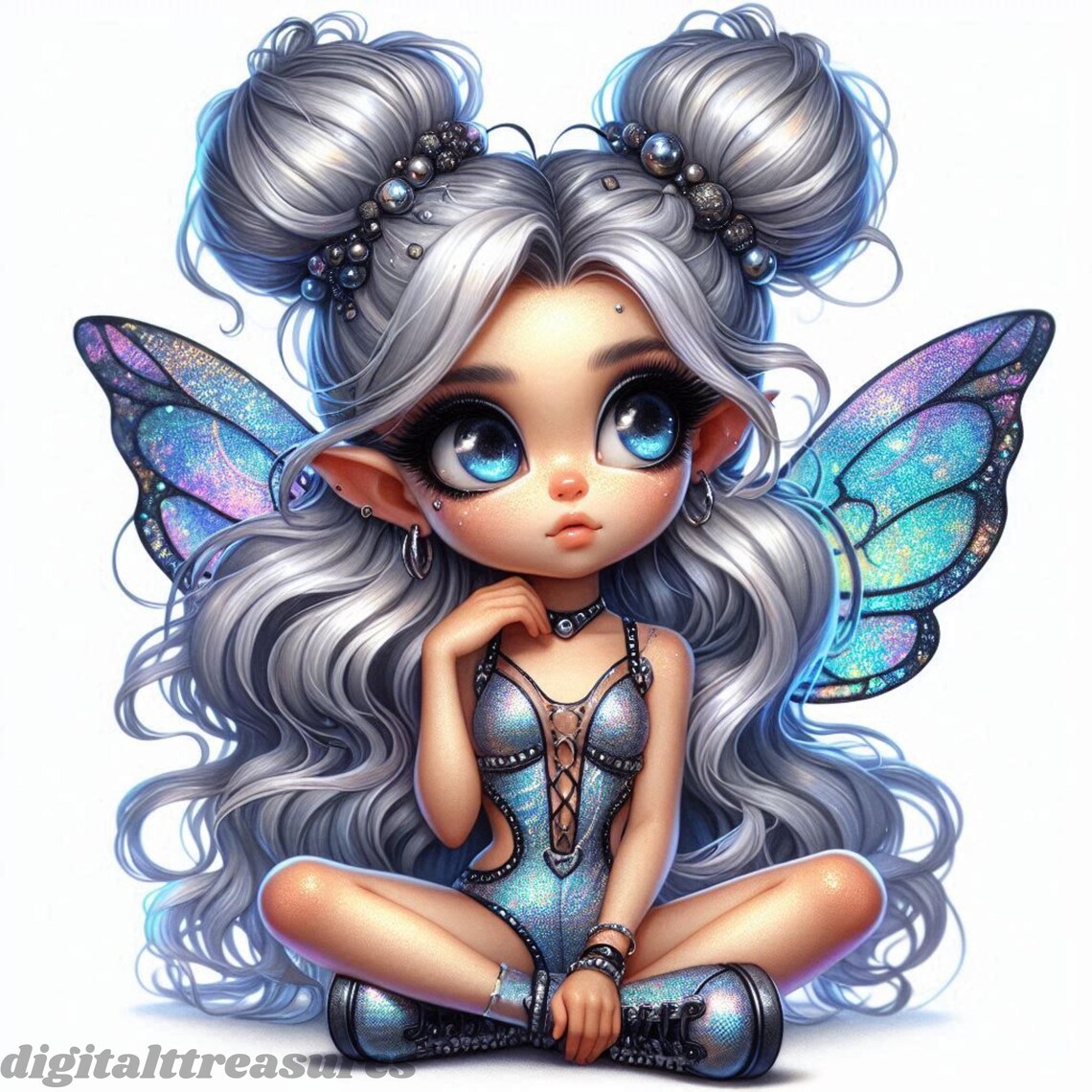 Whimsical Chibi-style Fairy Clipart Bundle | 12 JPG Images on White ...