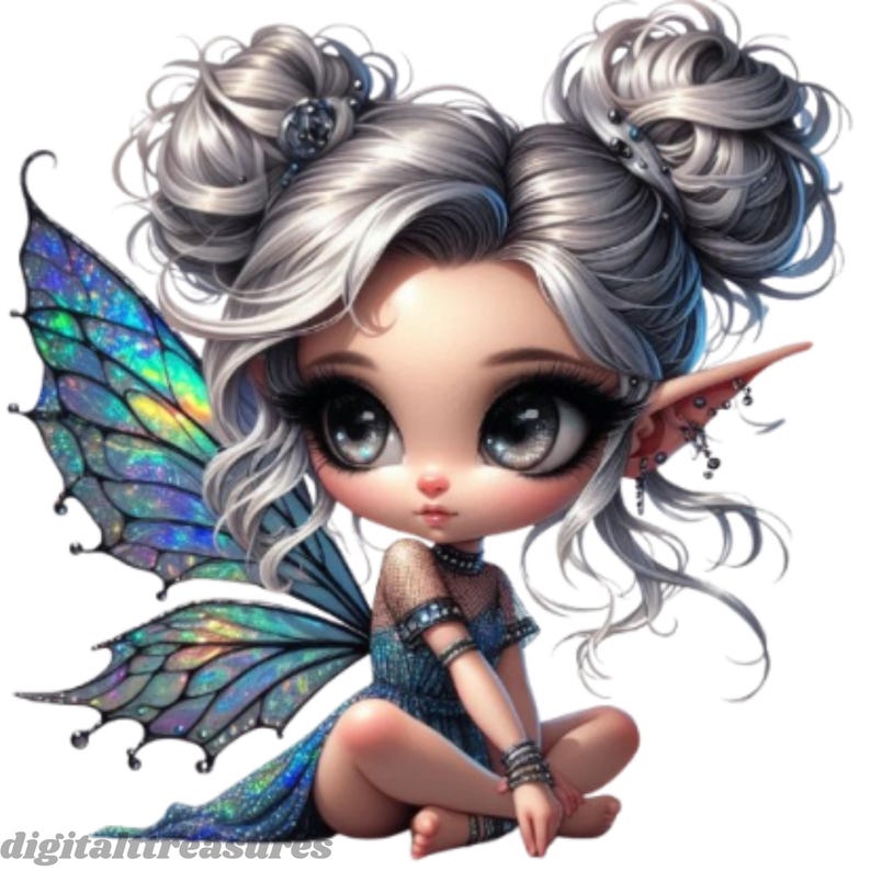 Whimsical Chibi-style Fairy Clipart Bundle | 12 JPG Images on White ...