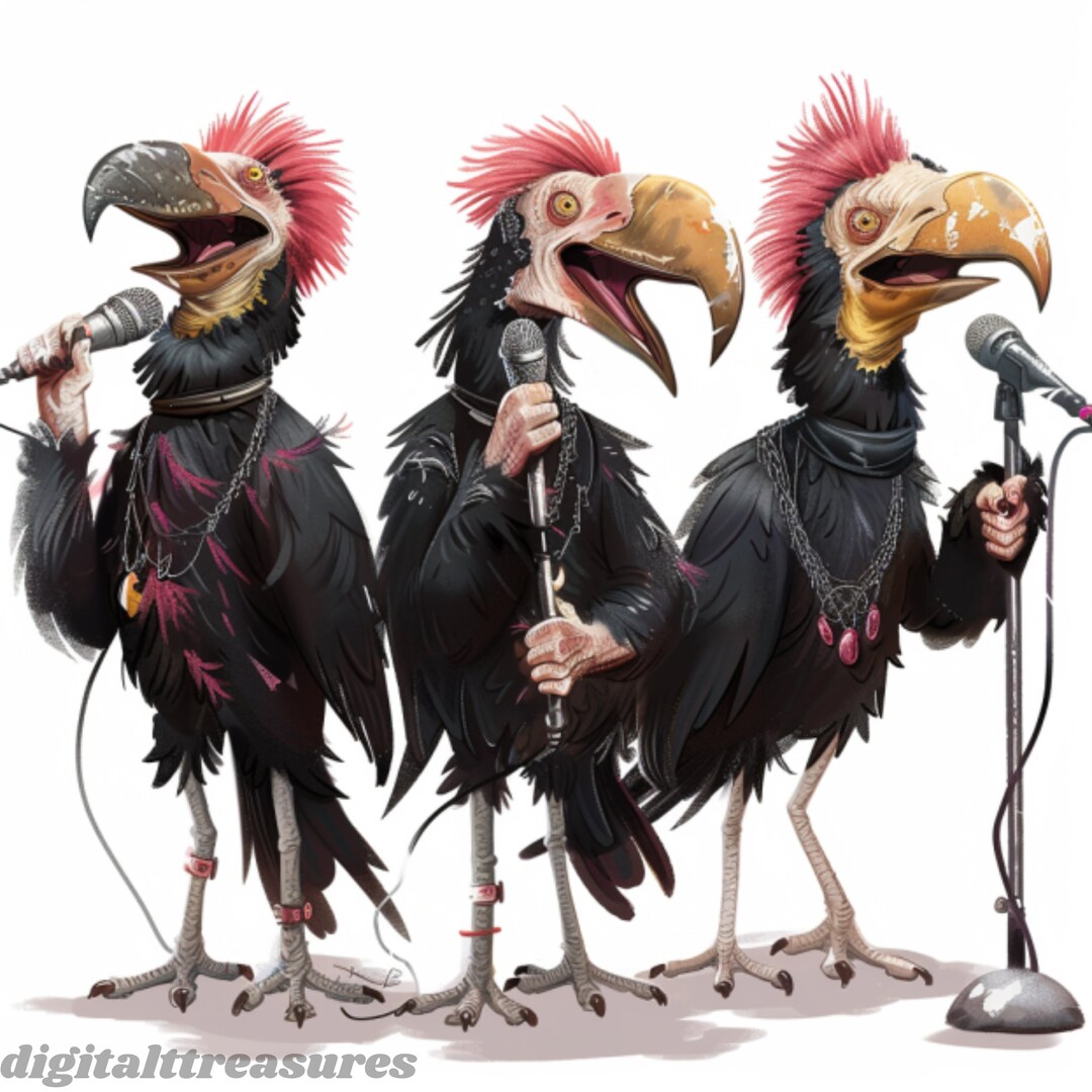 16 Funny Birds Watercolor Clipart - Vulture & Quirky Birds Are Singing ...