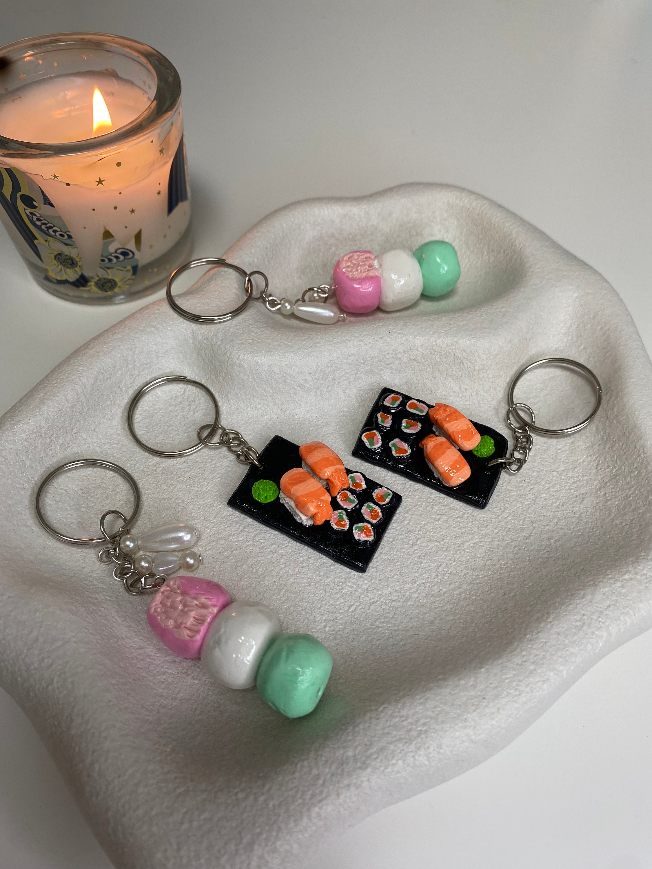 Sushi Platter Polymer Clay Miniature Food Keychain, Japanese Food Key ...