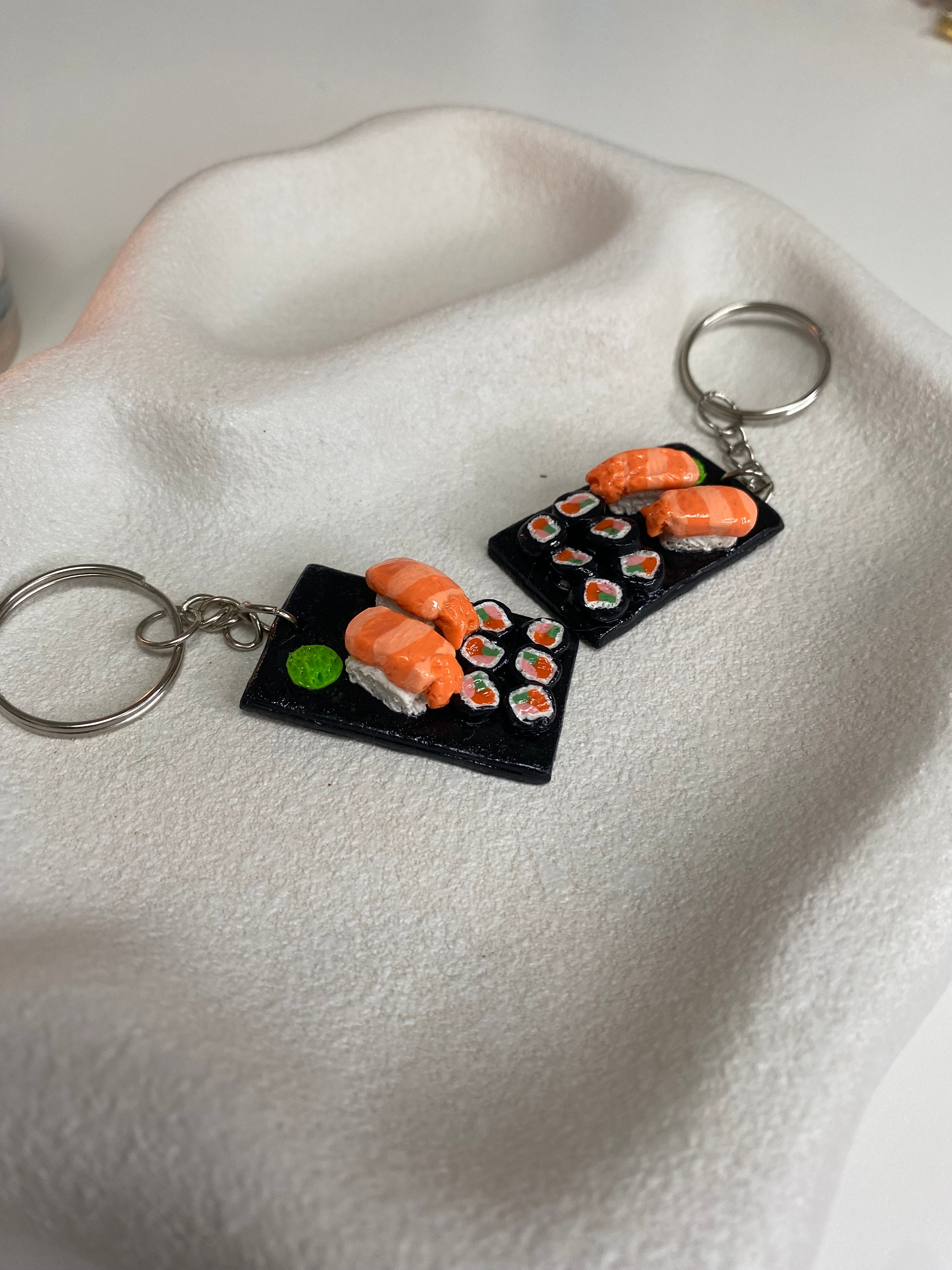 Sushi Platter Polymer Clay Miniature Food Keychain, Japanese Food Key ...
