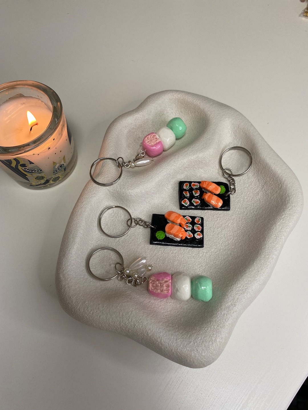 Sushi Platter Polymer Clay Miniature Food Keychain, Japanese Food Key ...