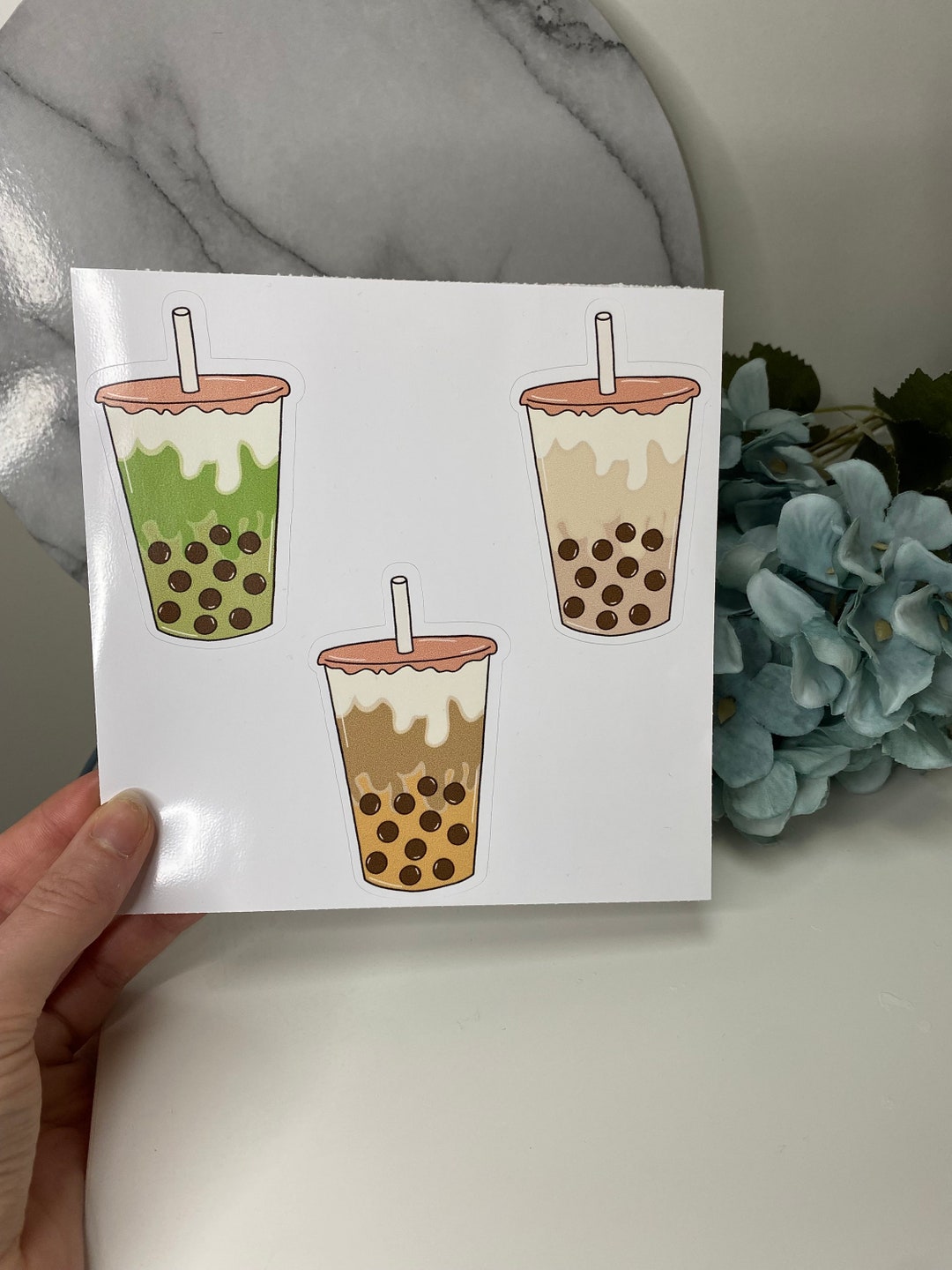 Bubble Tea Trio Sticker Set Kiss-cut Vinyl Decals, Boba Tea Sticker ...