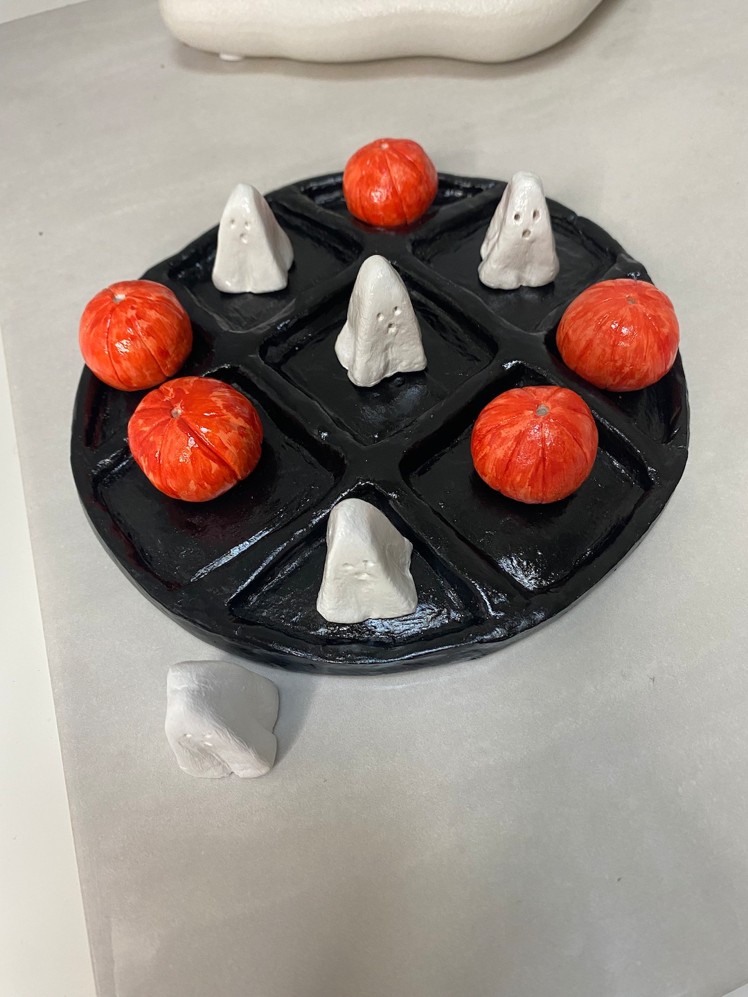 Halloween Themed Tic Tac Toe Board, Air Dry Clay Board, Tic Tac Toe ...