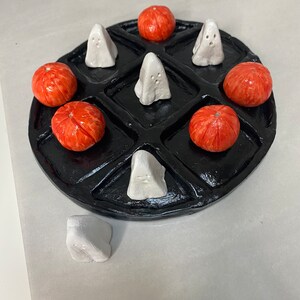 Halloween Themed Tic Tac Toe Board, Air Dry Clay Board, Tic Tac Toe ...