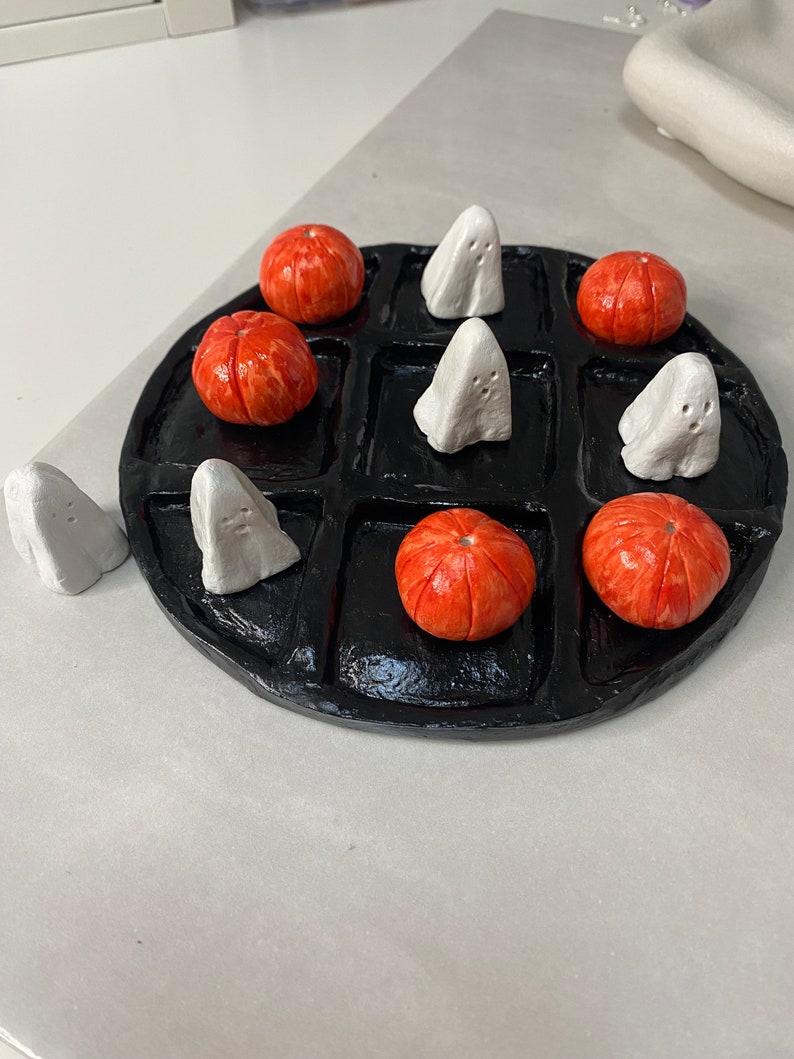 Halloween Themed Tic Tac Toe Board Air Dry Clay Board Tic - Etsy Australia