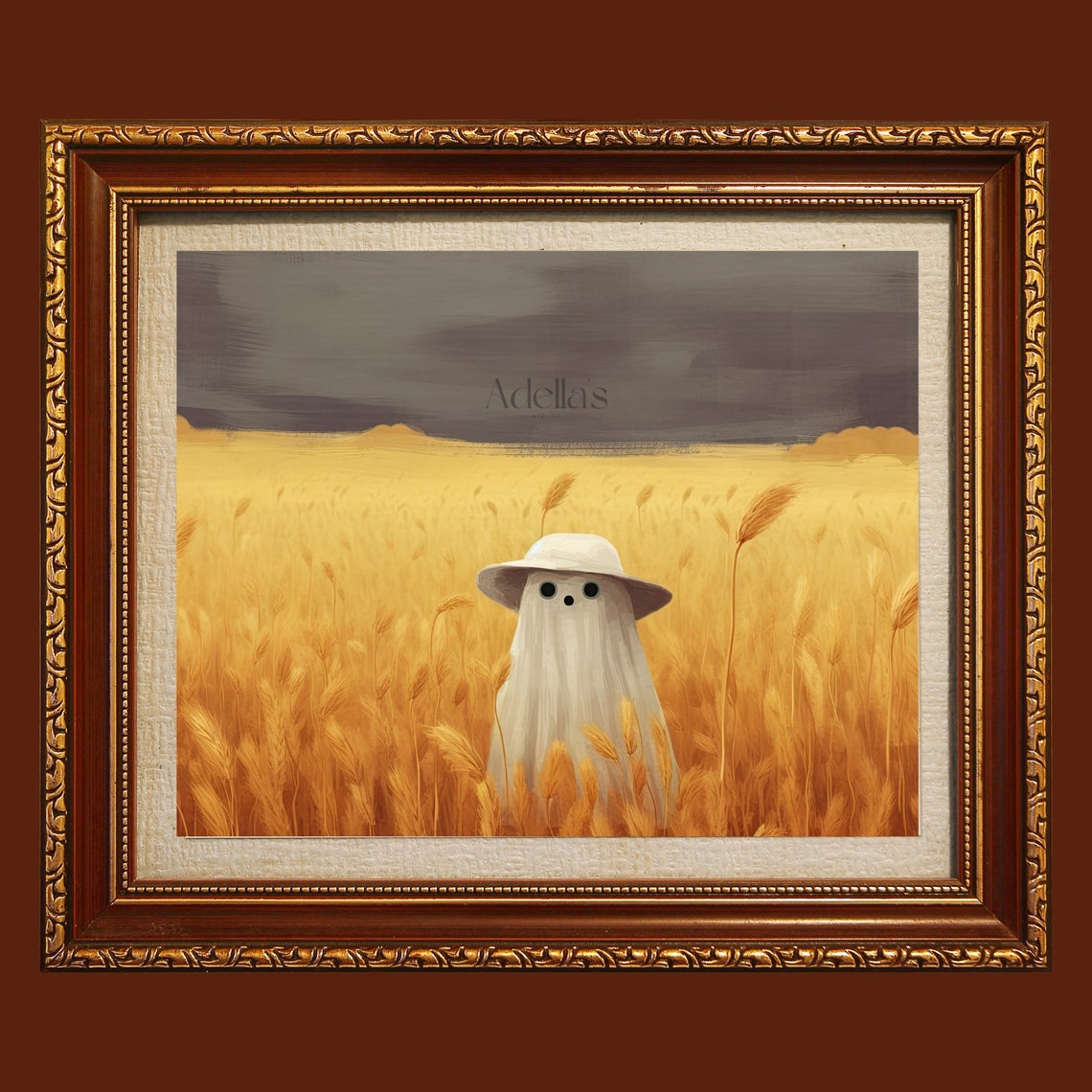 Cute Ghost in A Wheat Field Vintage Oil Painting Digital Art - Etsy