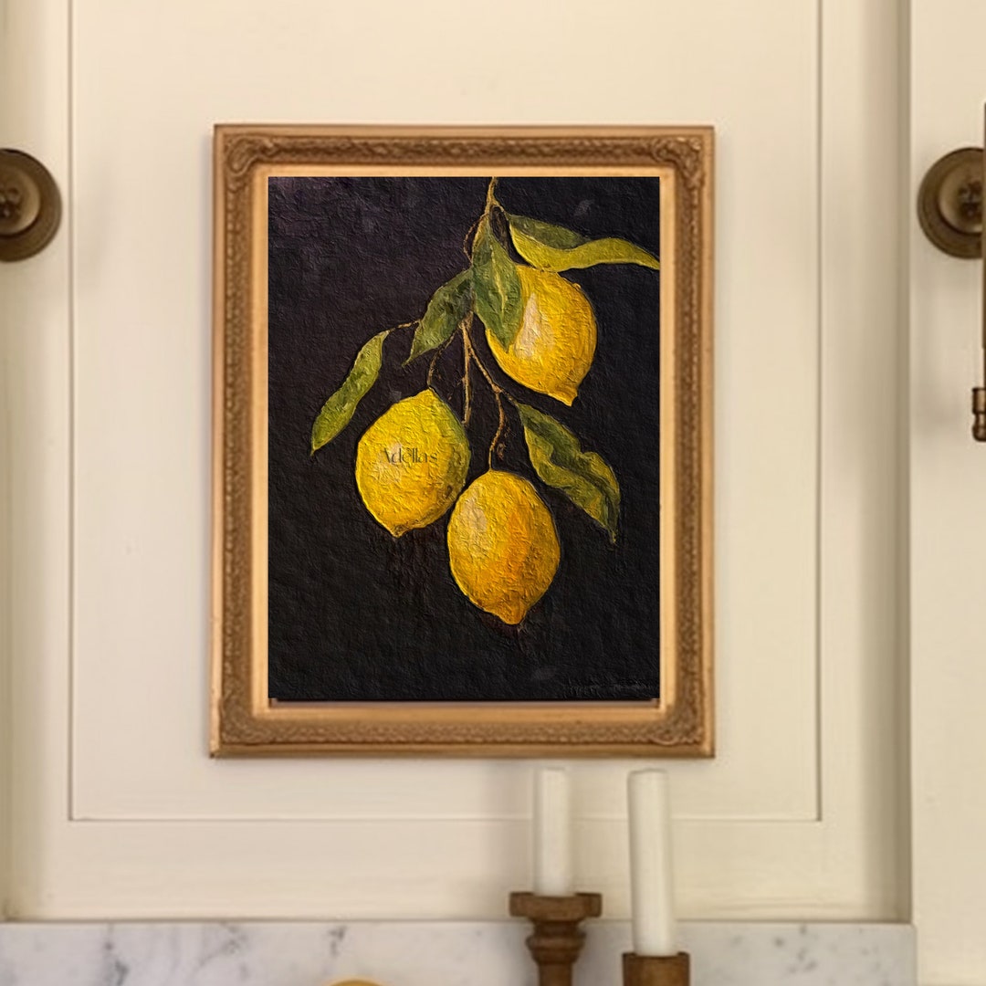 Vintage Lemon Painting, Still Life Art, 3 Options Included - Portrait ...