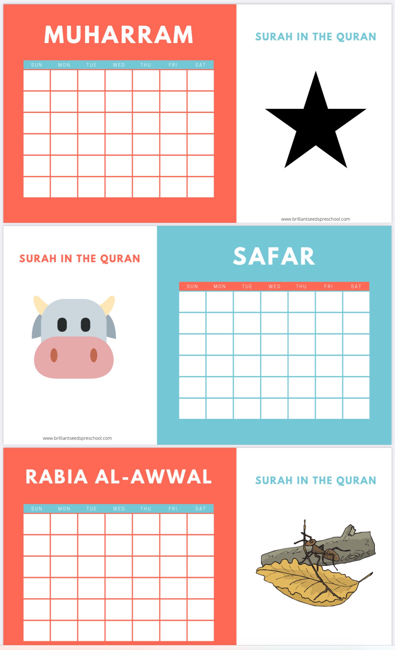 Digital Islamic Calendar & Surah Activity - Etsy