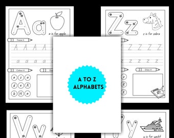 Alphabet Worksheets Printable Tracing Coloring Homeschool Teacher Kids ...