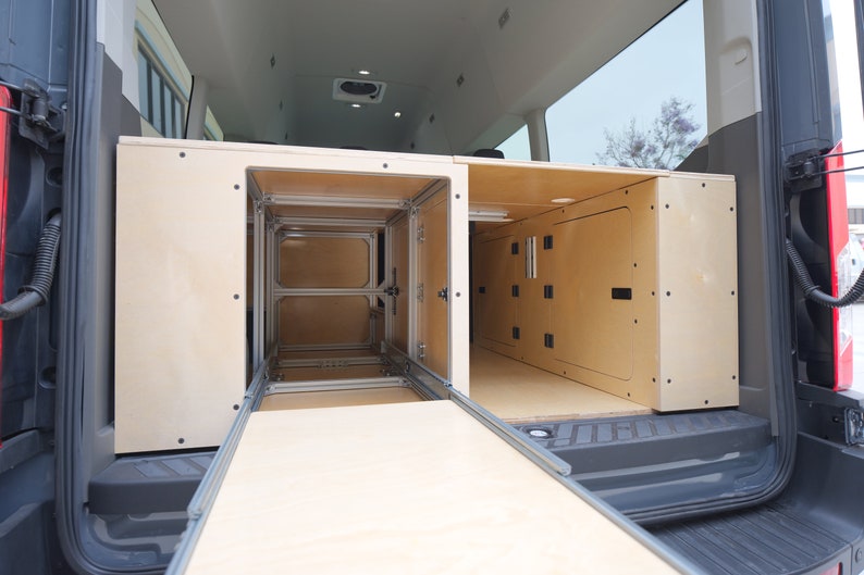 Ford Transit Extended Custom Cabinets Bed System Camper Van Conversion ...