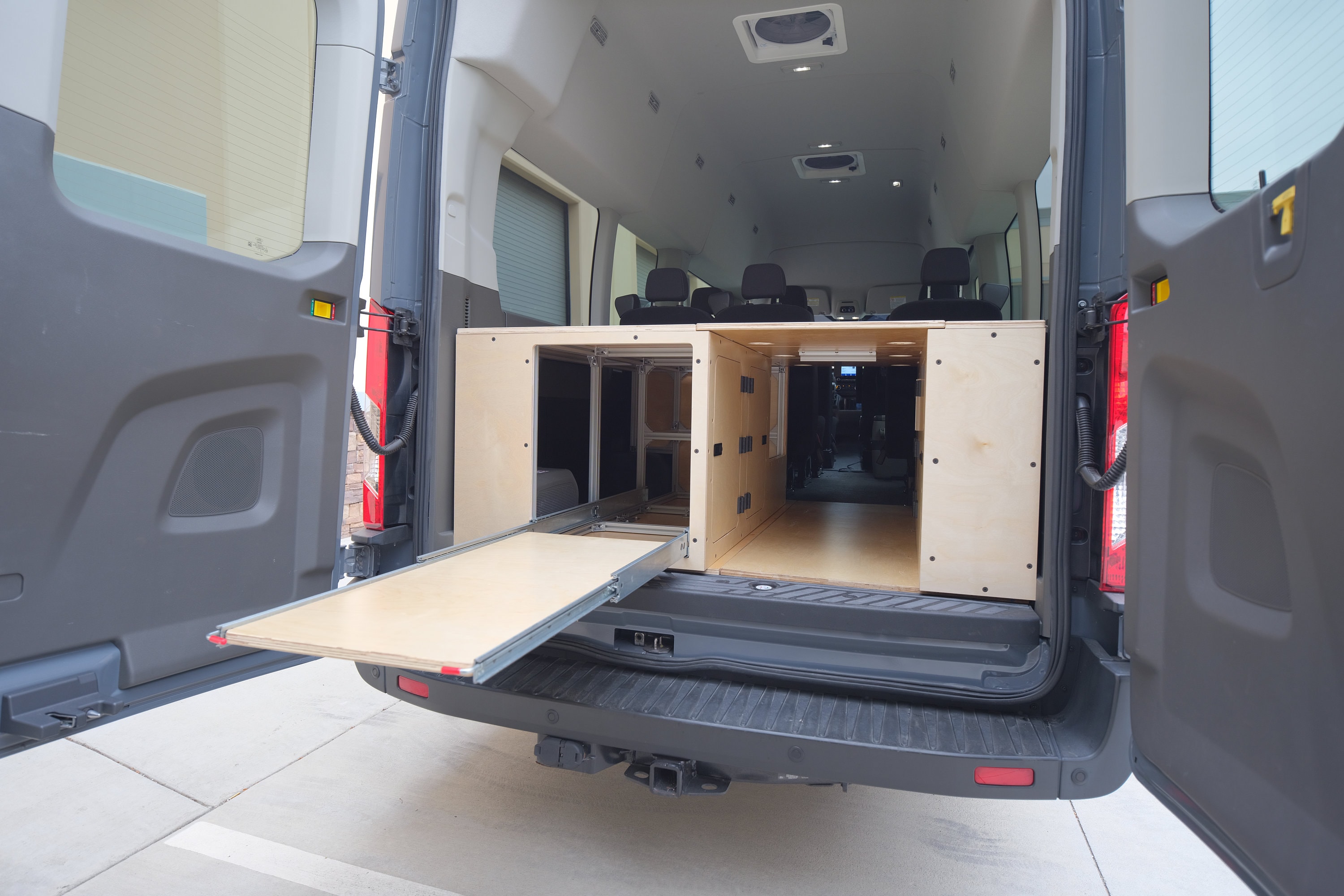 Ford Transit Extended Custom Cabinets Bed System Camper Van Conversion ...