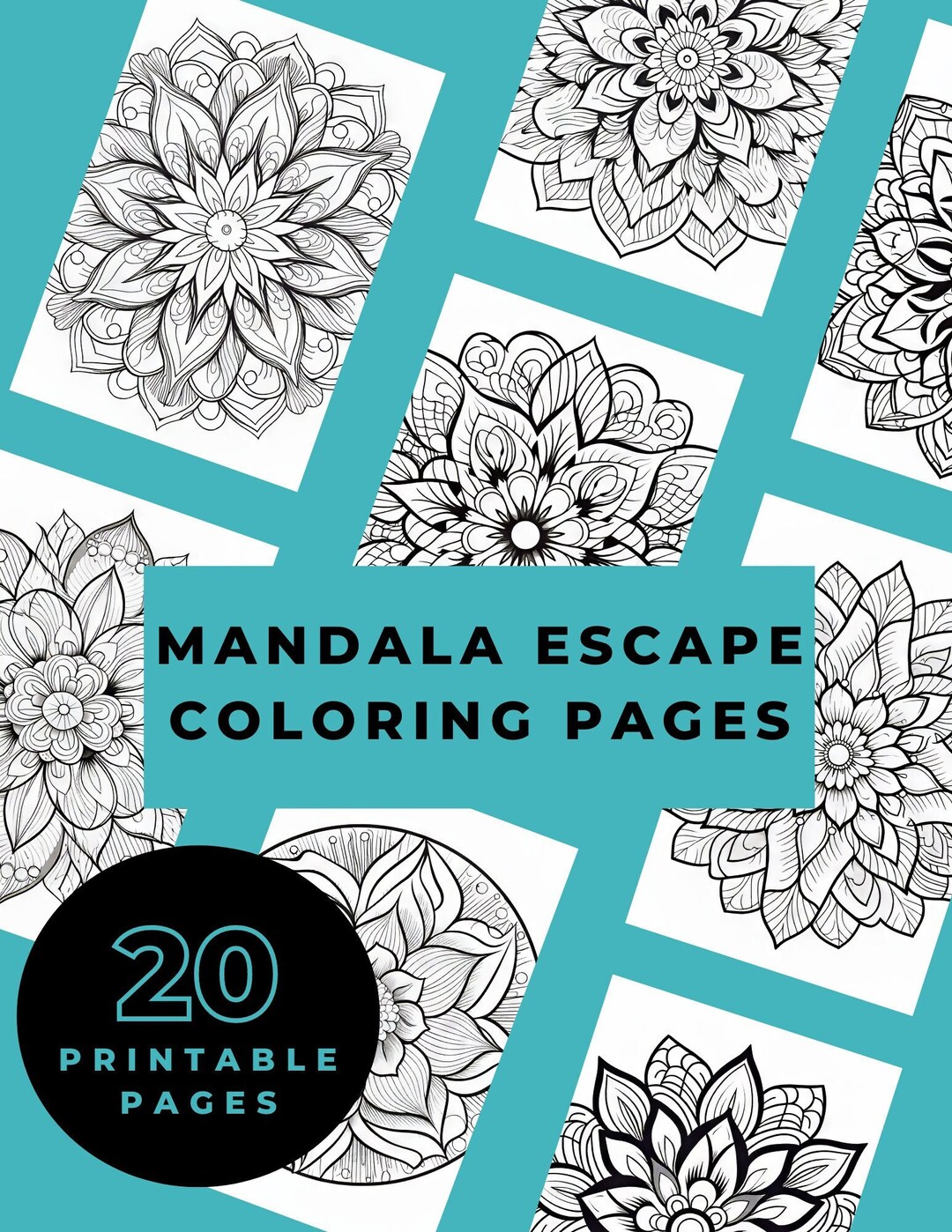 Mandala Escapes 20 Printable Coloring Pages - Etsy