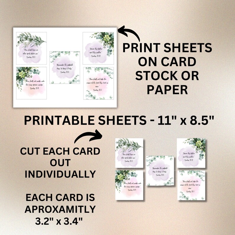 10 Commandments Bible KJV Verse Cards, King James Version Scripture ...