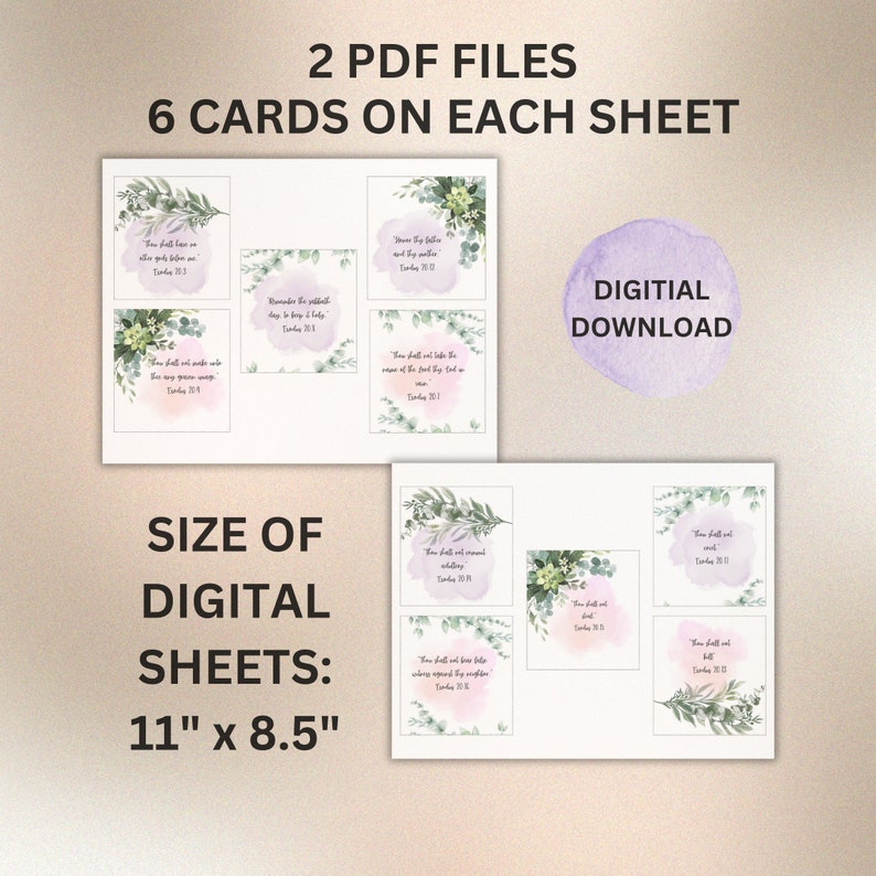 10 Commandments Bible KJV Verse Cards, King James Version Scripture ...