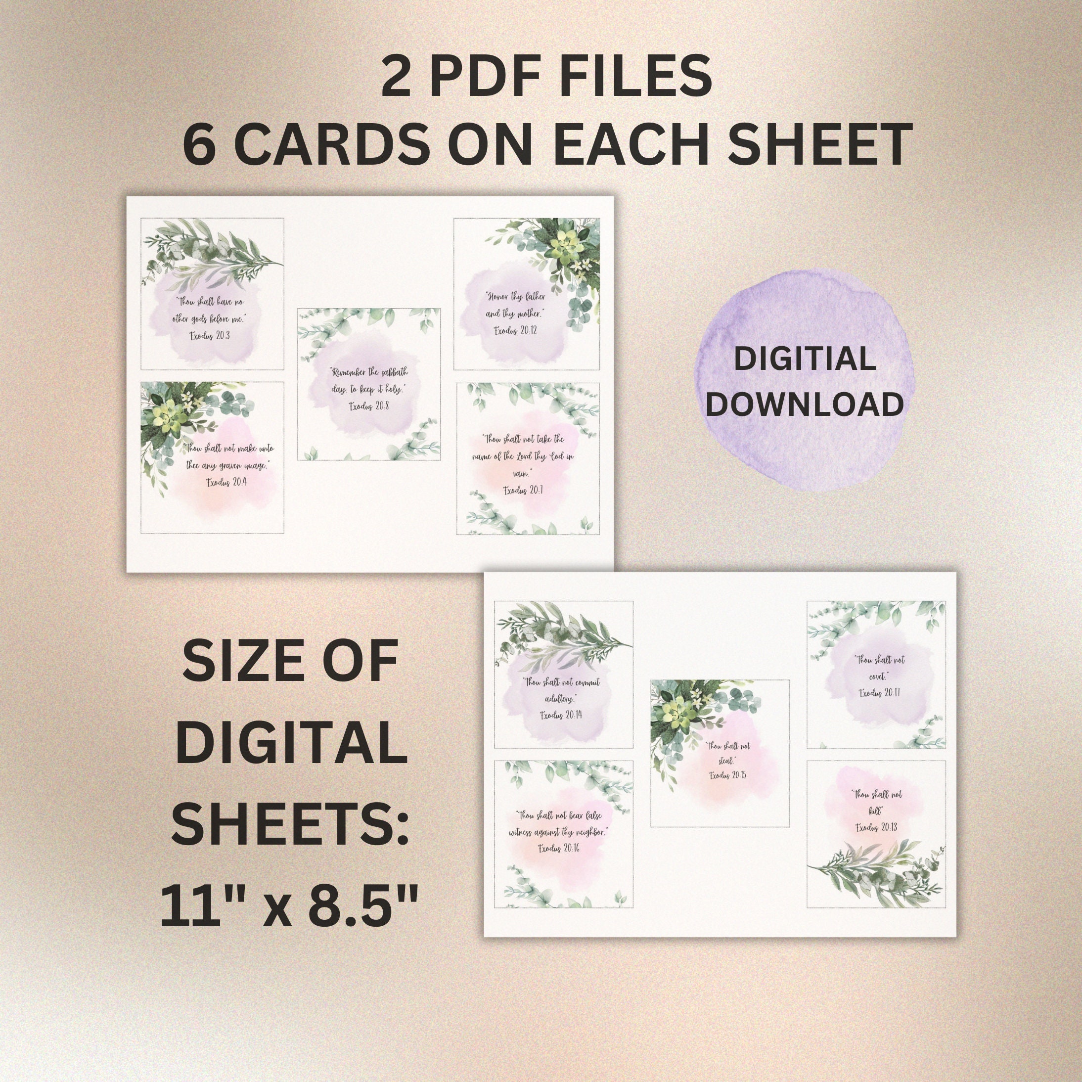 10 Commandments Bible KJV Verse Cards, King James Version Scripture ...