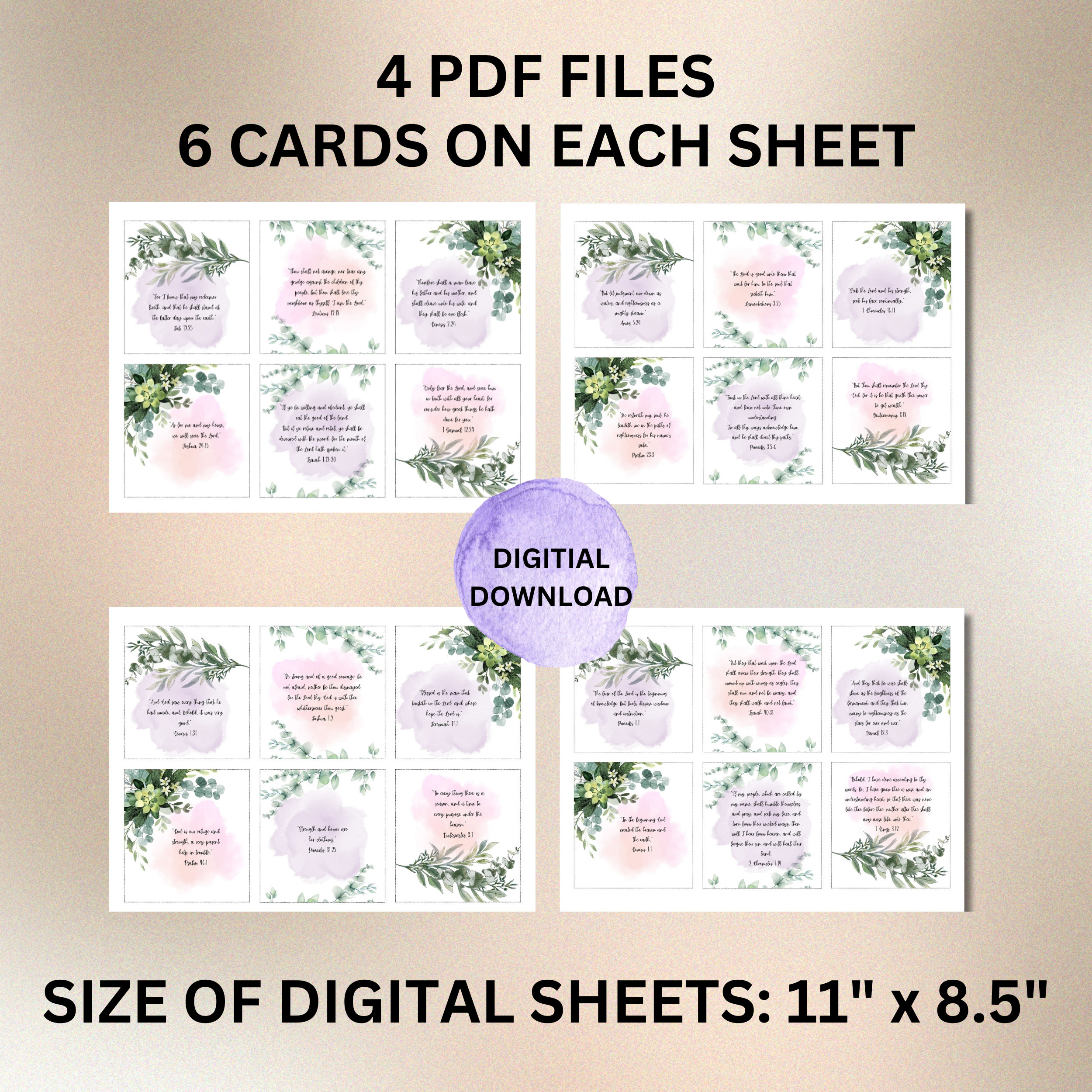24 Old Testament KJV Verse Cards, Printable, Scripture Cards ...