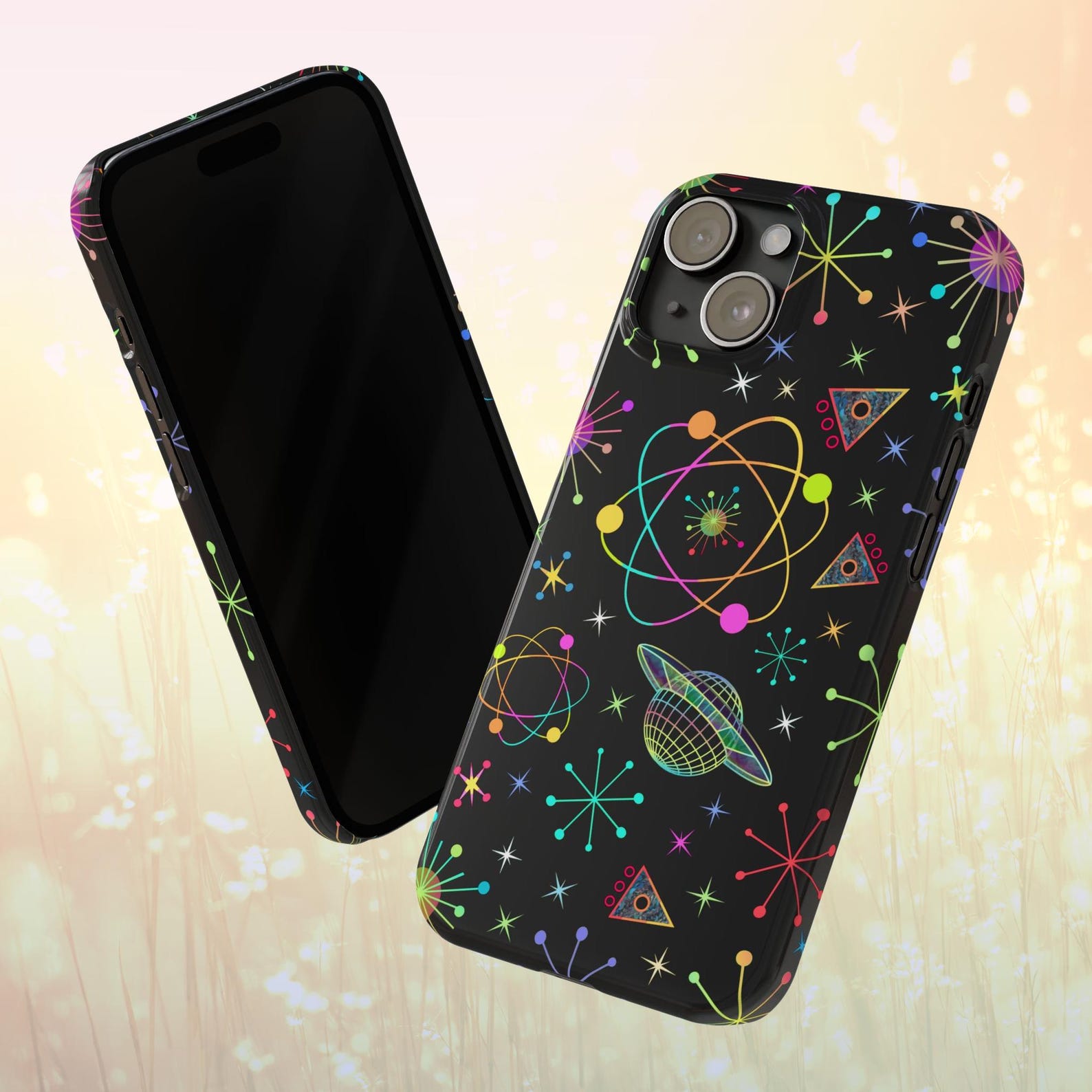 Atomic Space, Stars, UFO, iPhone Slim Case, Black Background, Phone ...