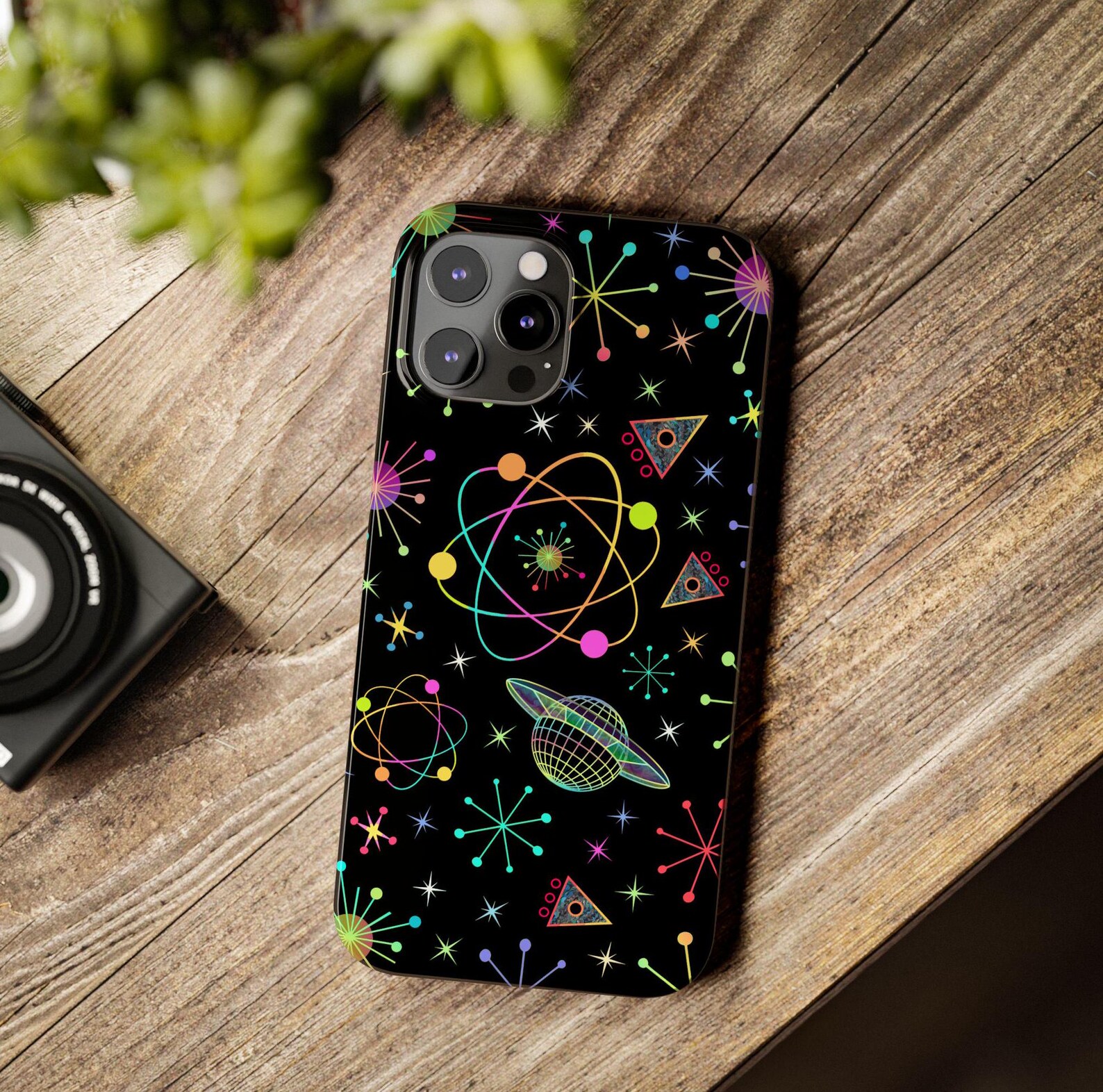 Atomic Space, Stars, UFO, iPhone Slim Case, Black Background, Phone ...