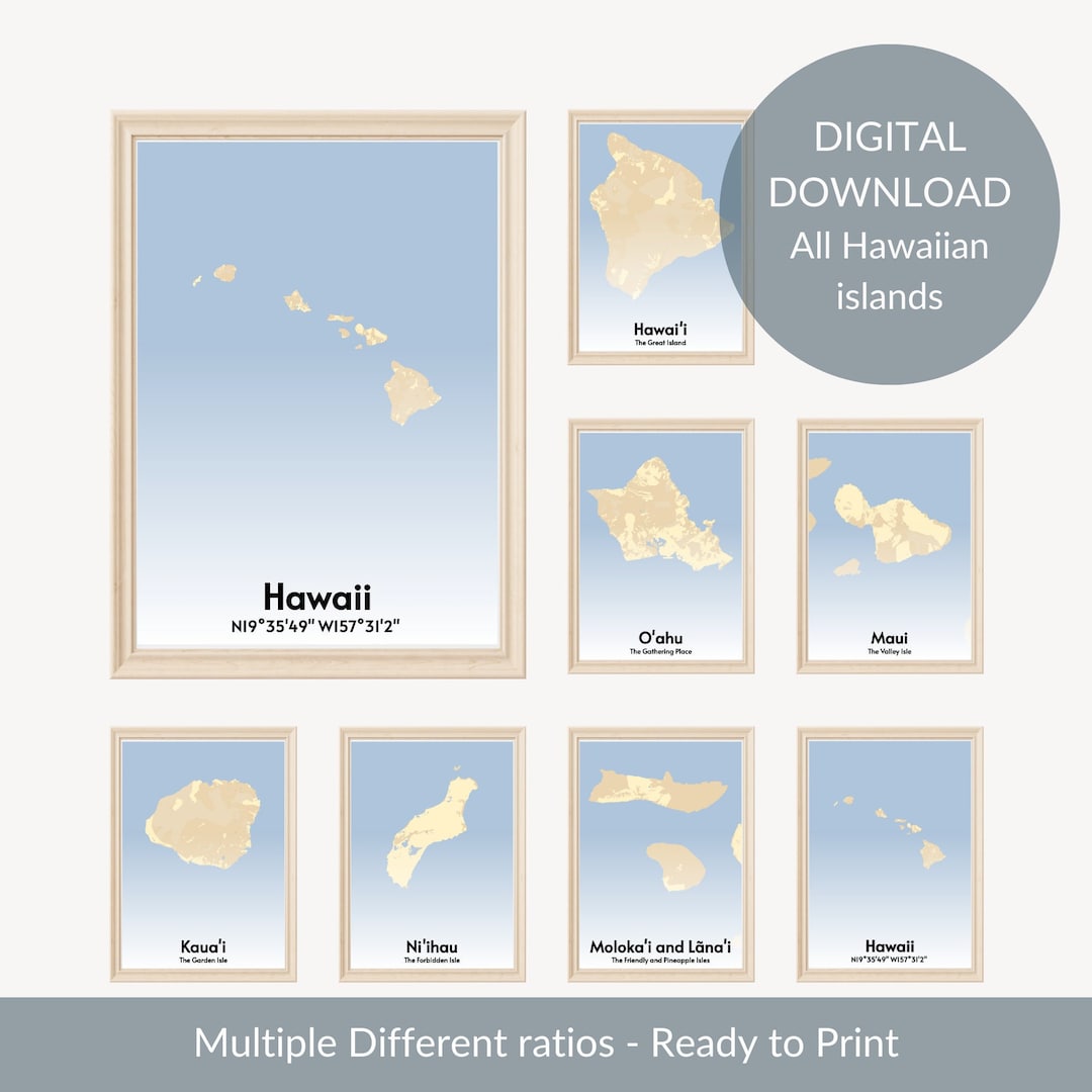 Hawaii Islands Map Poster, Digital Download, Print Hawaii Poster ...