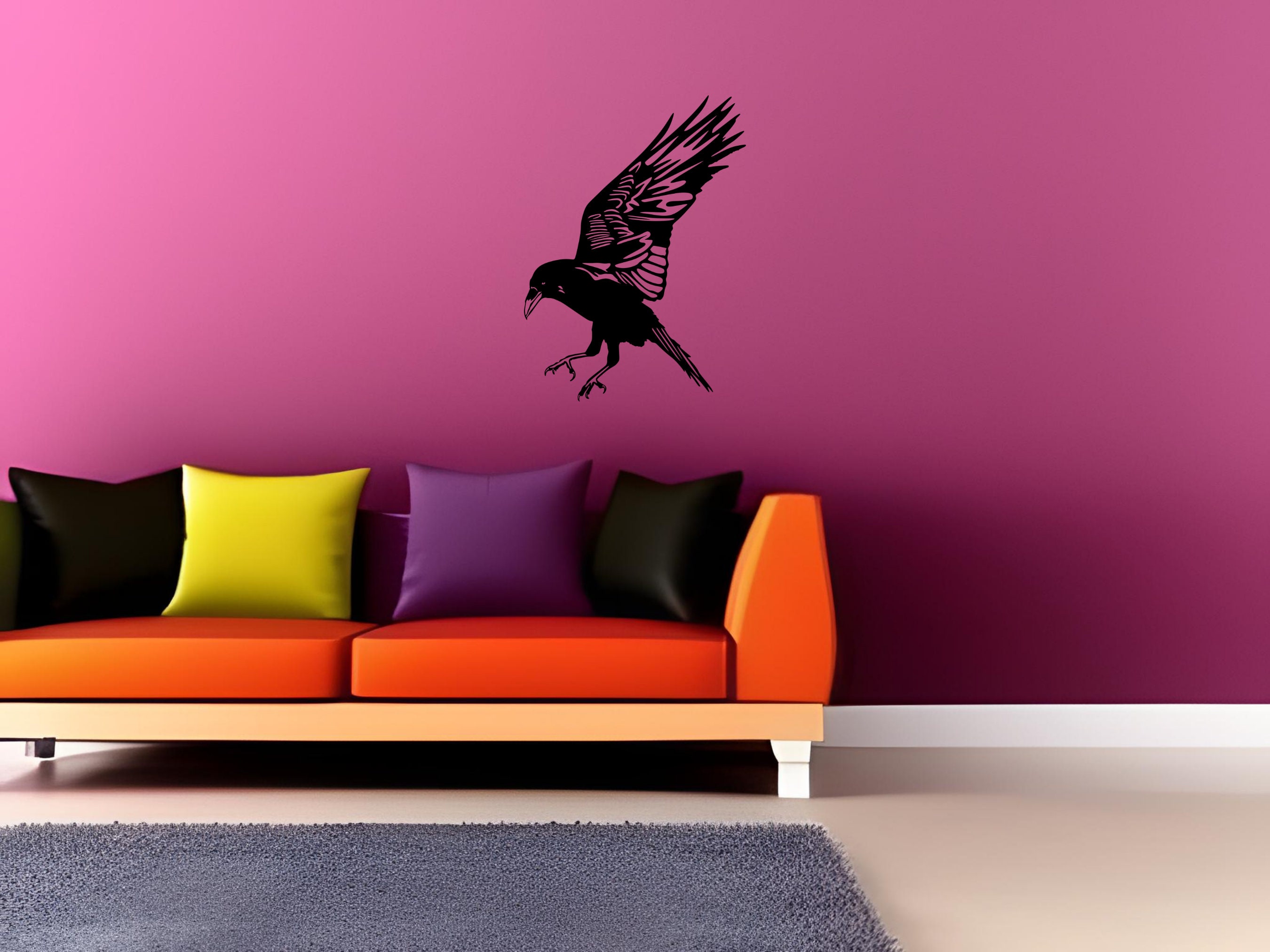 Raven Metal Wall Art, Halloween Decor, Unique Design Home Decor, Gothic ...