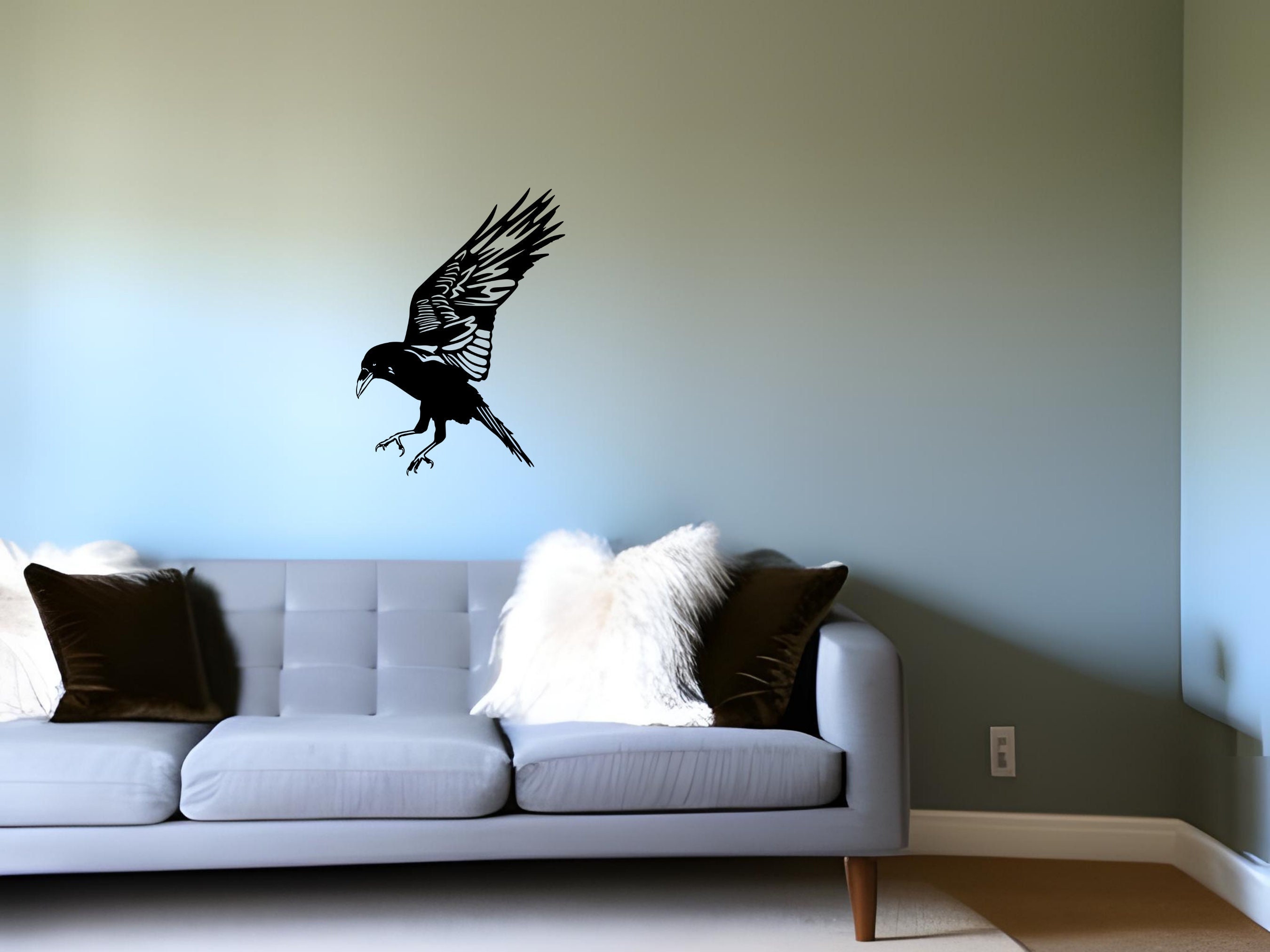 Raven Metal Wall Art, Halloween Decor, Unique Design Home Decor, Gothic ...